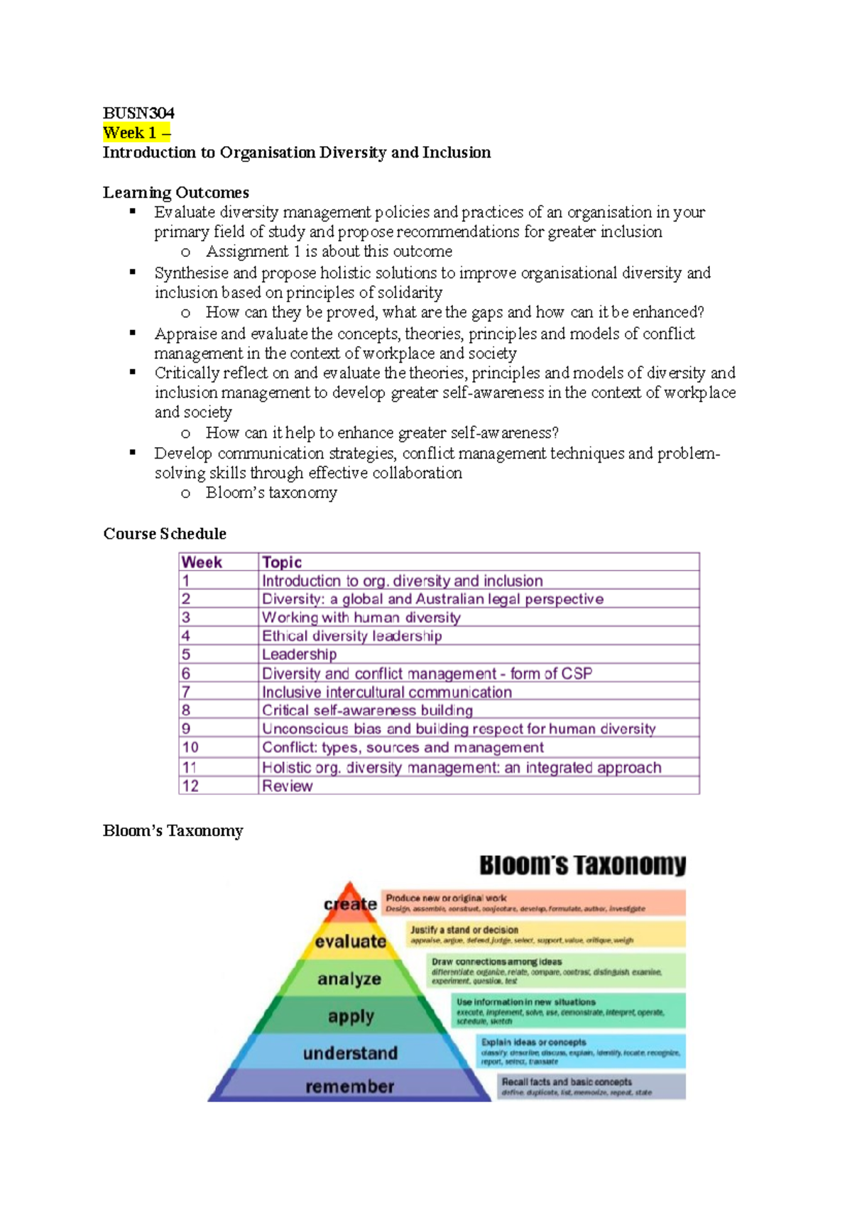 BUSN304 Week 1 - LECTURE NOTES - BUSN Week 1 – Introduction to ...