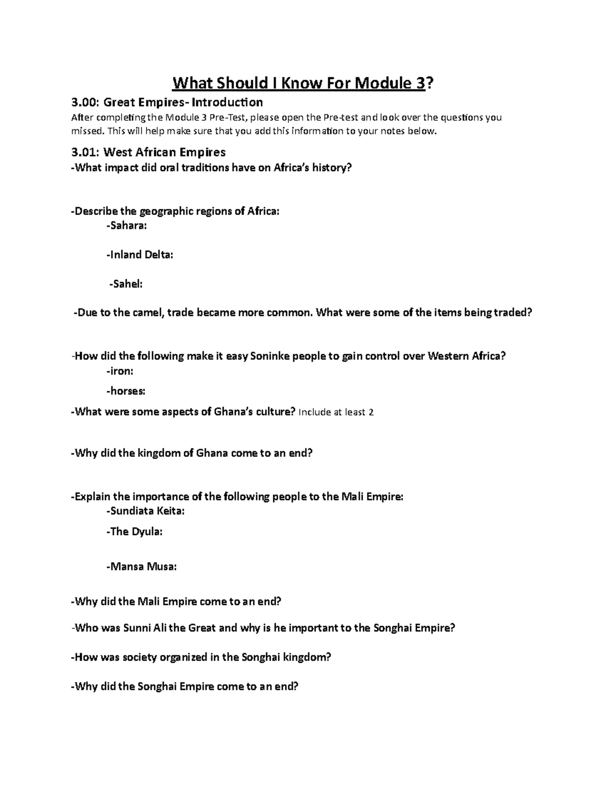Module 3Study Guide - 3: Great Empires- IntroductionWhat Should I Know ...