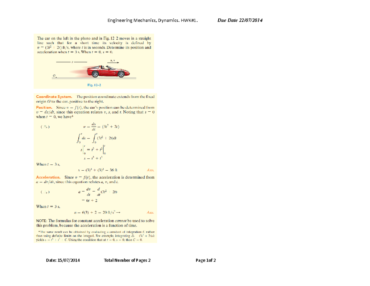 Sample/practice exam 16 May 2015, answers - Engineering Mechanics ...