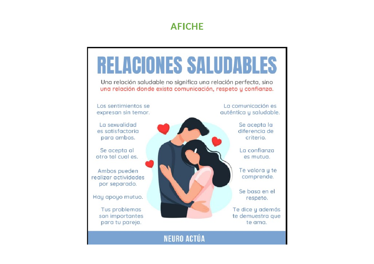 Afiche - actividad - AFICHE RELACIONES SALUDABLES Una relación ...