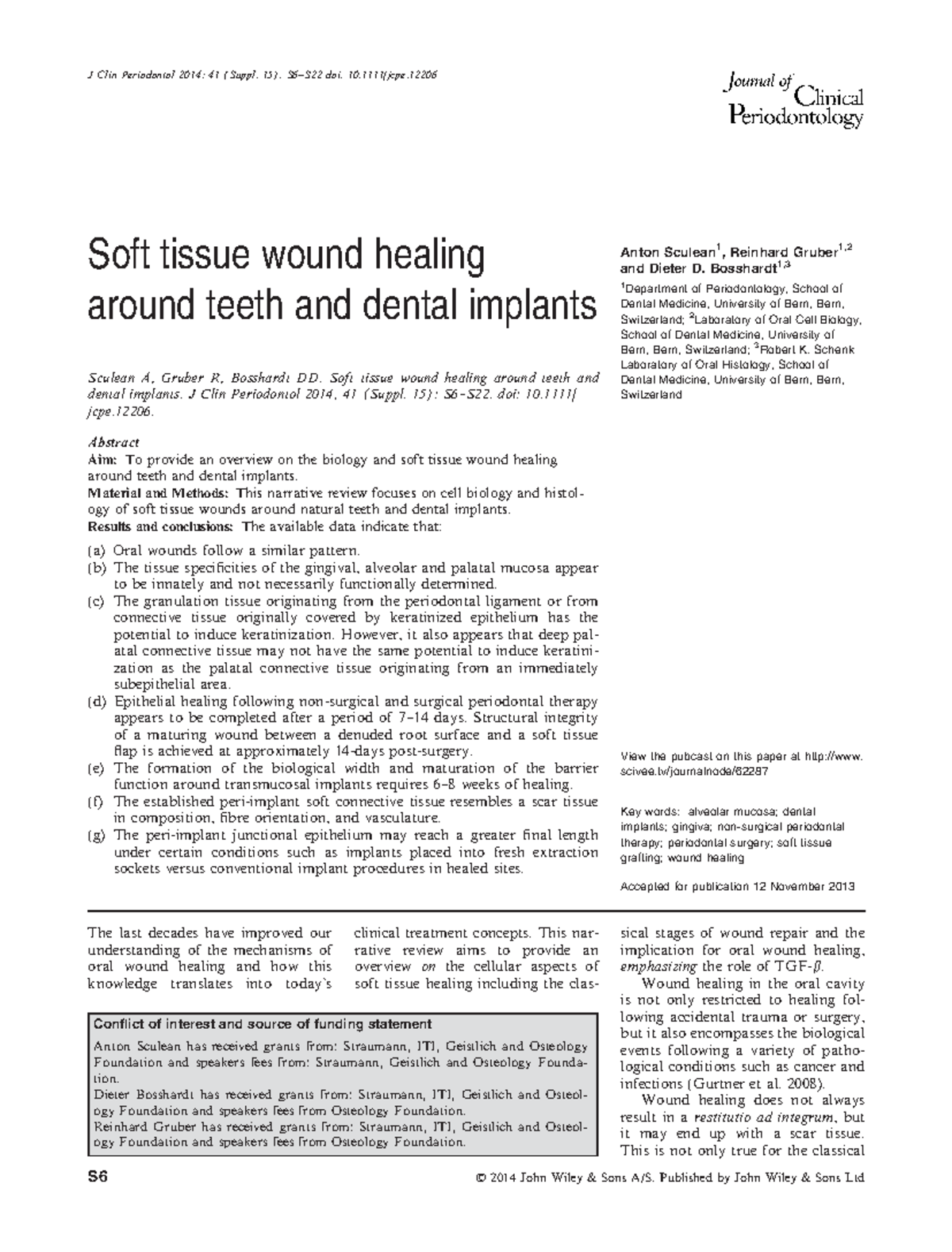 J Clinic Periodontology - 2014 - Sculean - Soft tissue wound healing ...