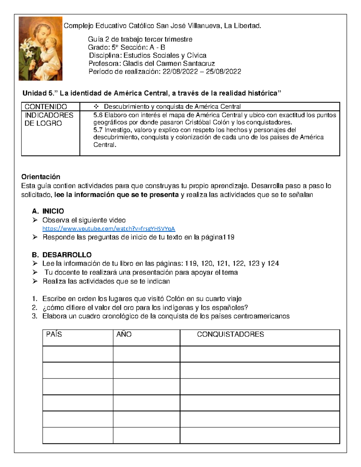 Guía 2 Sociales 5° Tercer trimestre - Complejo Educativo Católico San ...