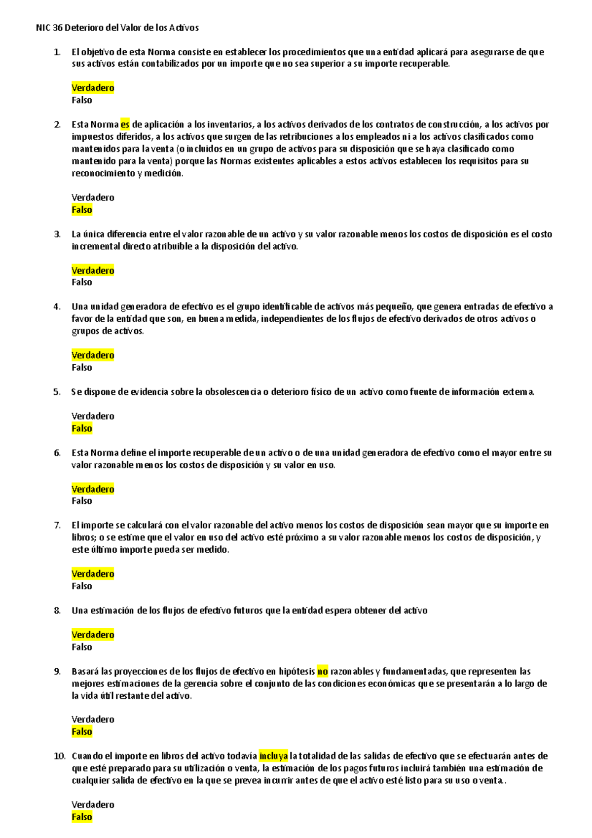 NIC 36 Preguntas - Apuntes 1 - NIC 36 Deterioro del Valor de los ...