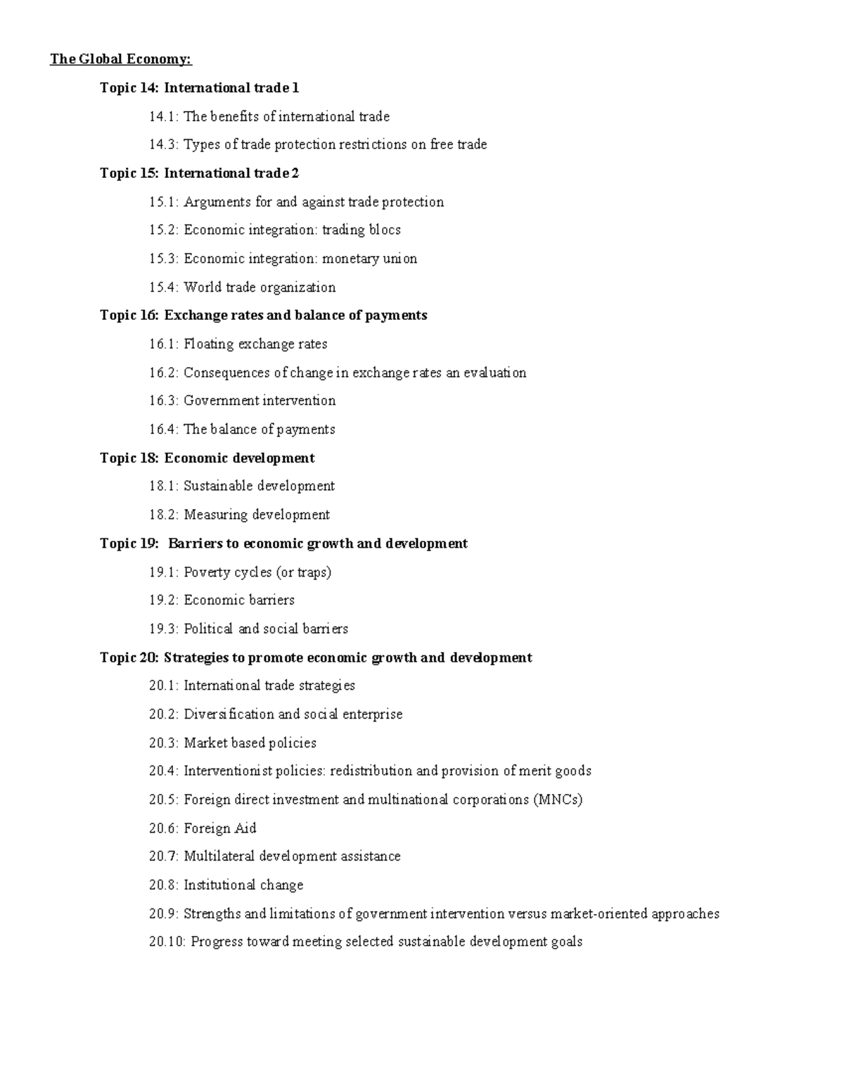 International notes (1) - The Global Economy: Topic 14: International ...