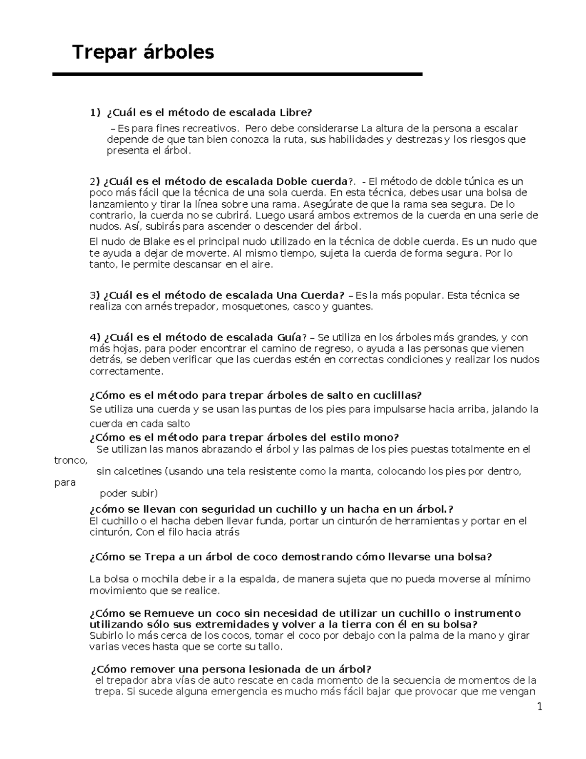 Trepar árboles - MMMM - Trepar árboles 1) ¿Cuál es el método de ...