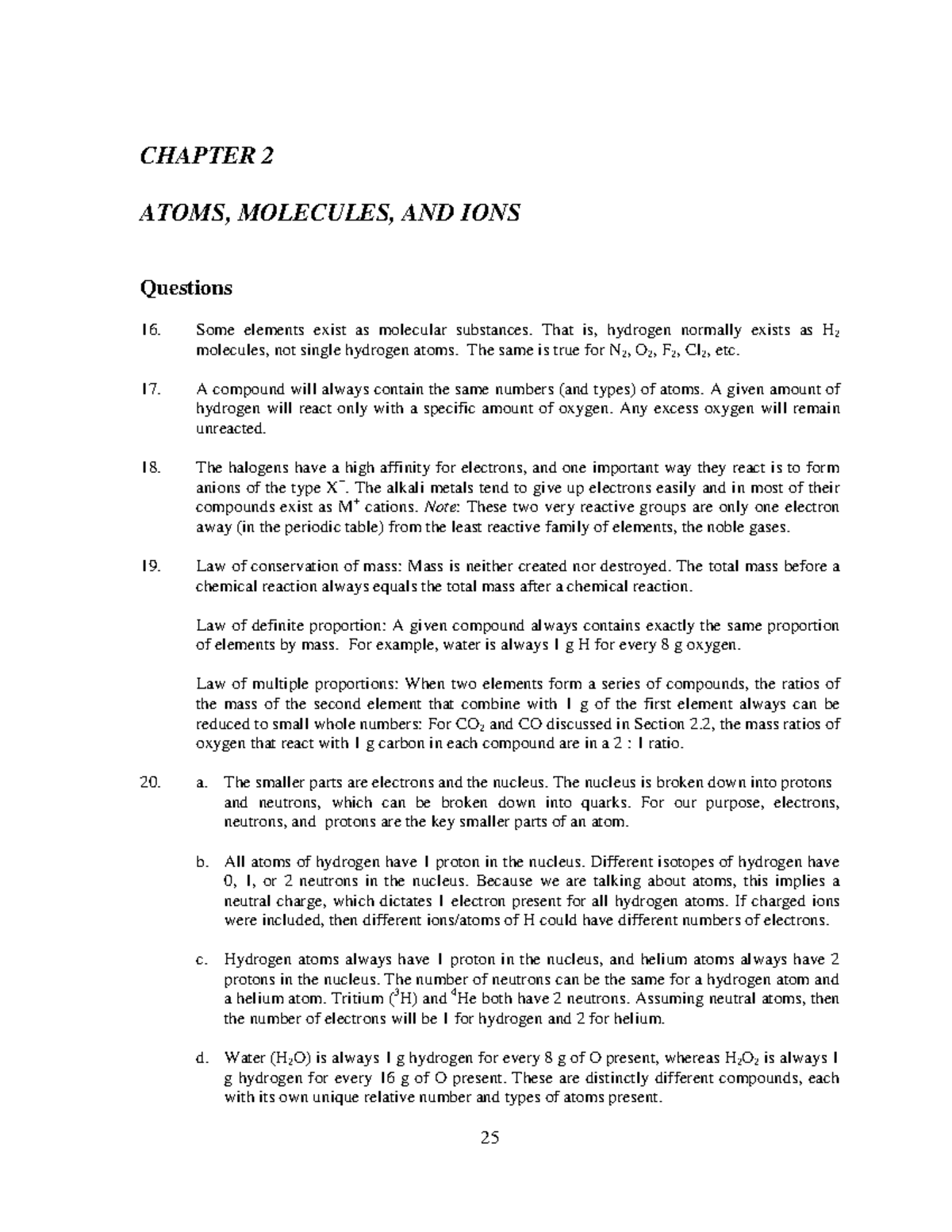 Ch2 - Solution for General Chemistry - 25 CHAPTER 2 ATOMS, MOLECULES ...