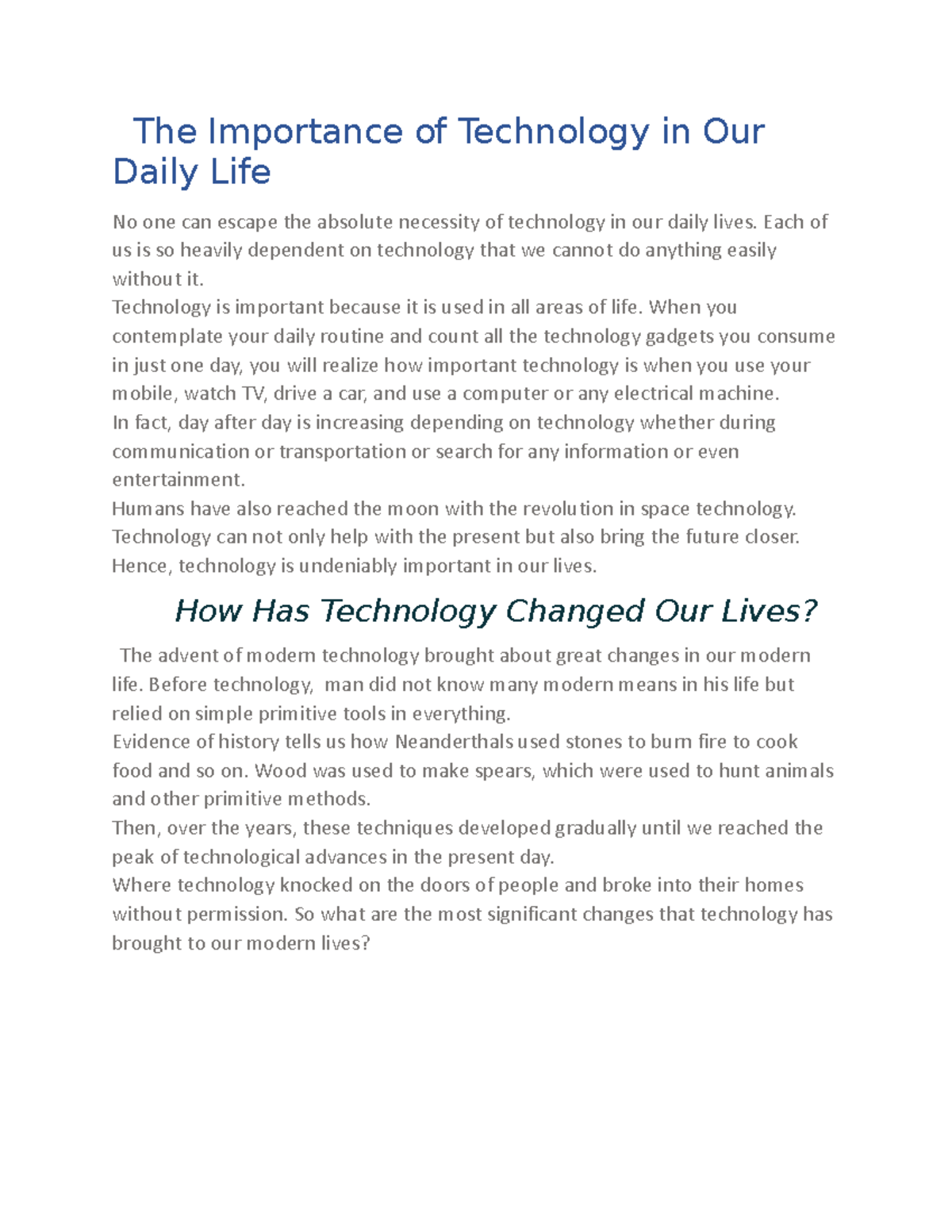 computer in our lives - The Importance of Technology in Our Daily Life ...