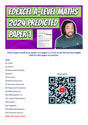 JUNE 2019 PURE Shadow Paper 1 - Pearson Edexcel Level 3 GCE Mathematics ...