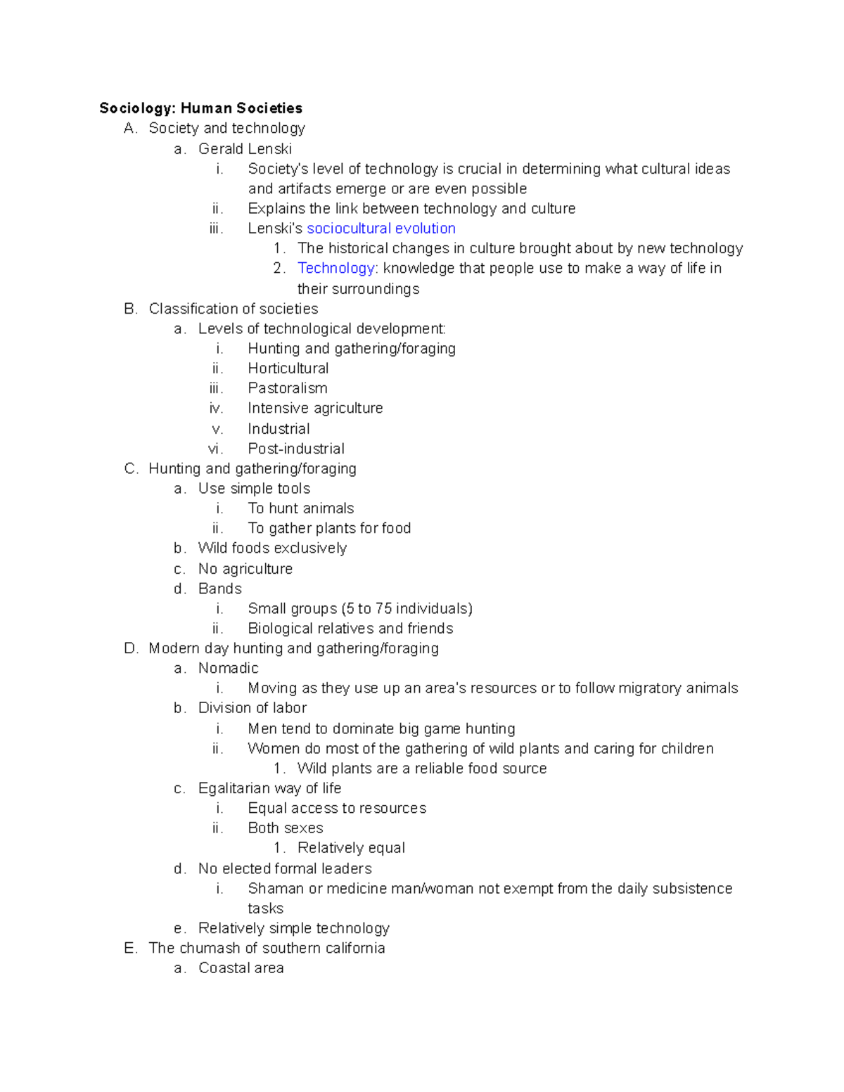 Sociology Human Societies - Society and technology a. Gerald Lenski i ...