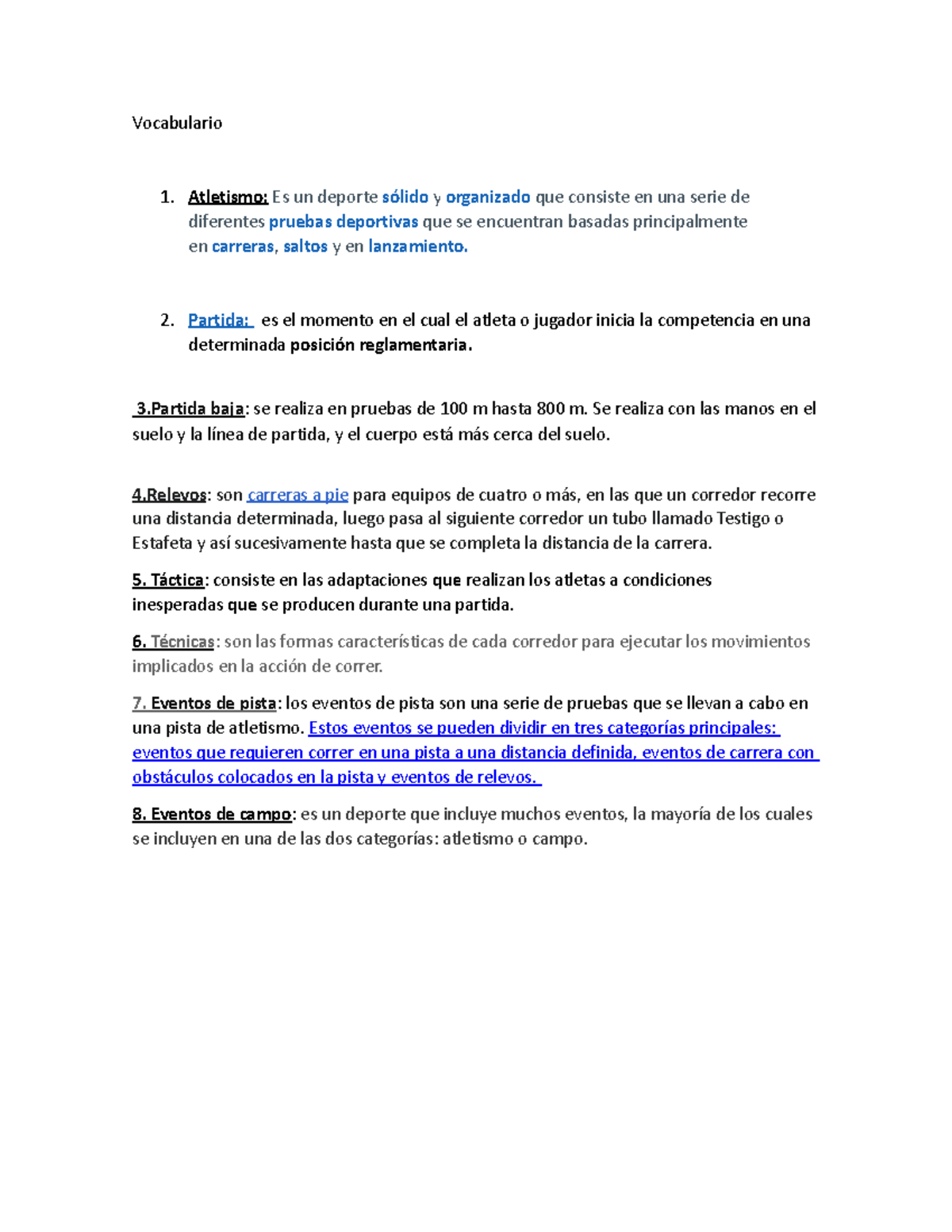 Fisica - adadad - Vocabulario Atletismo: Es un deporte sólido y ...