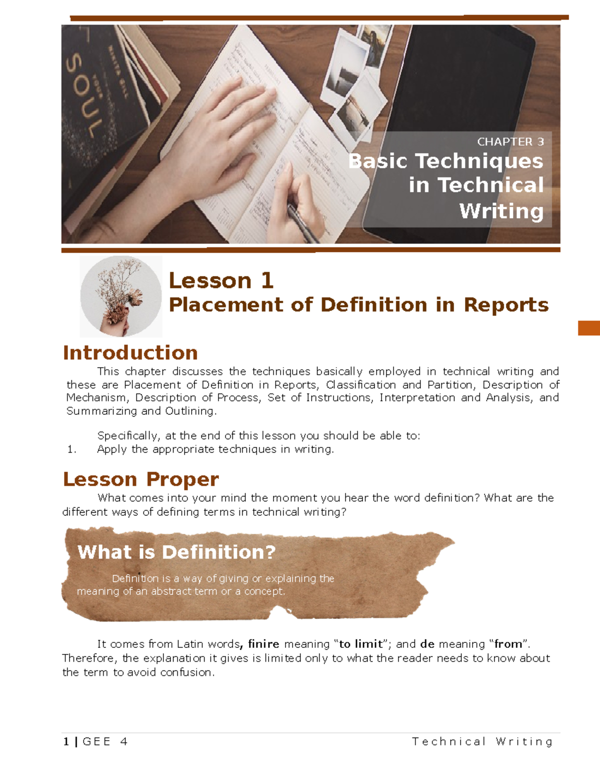Lesson 3 for LMS 1 - Technical writing lecture notes - Lesson 1 ...
