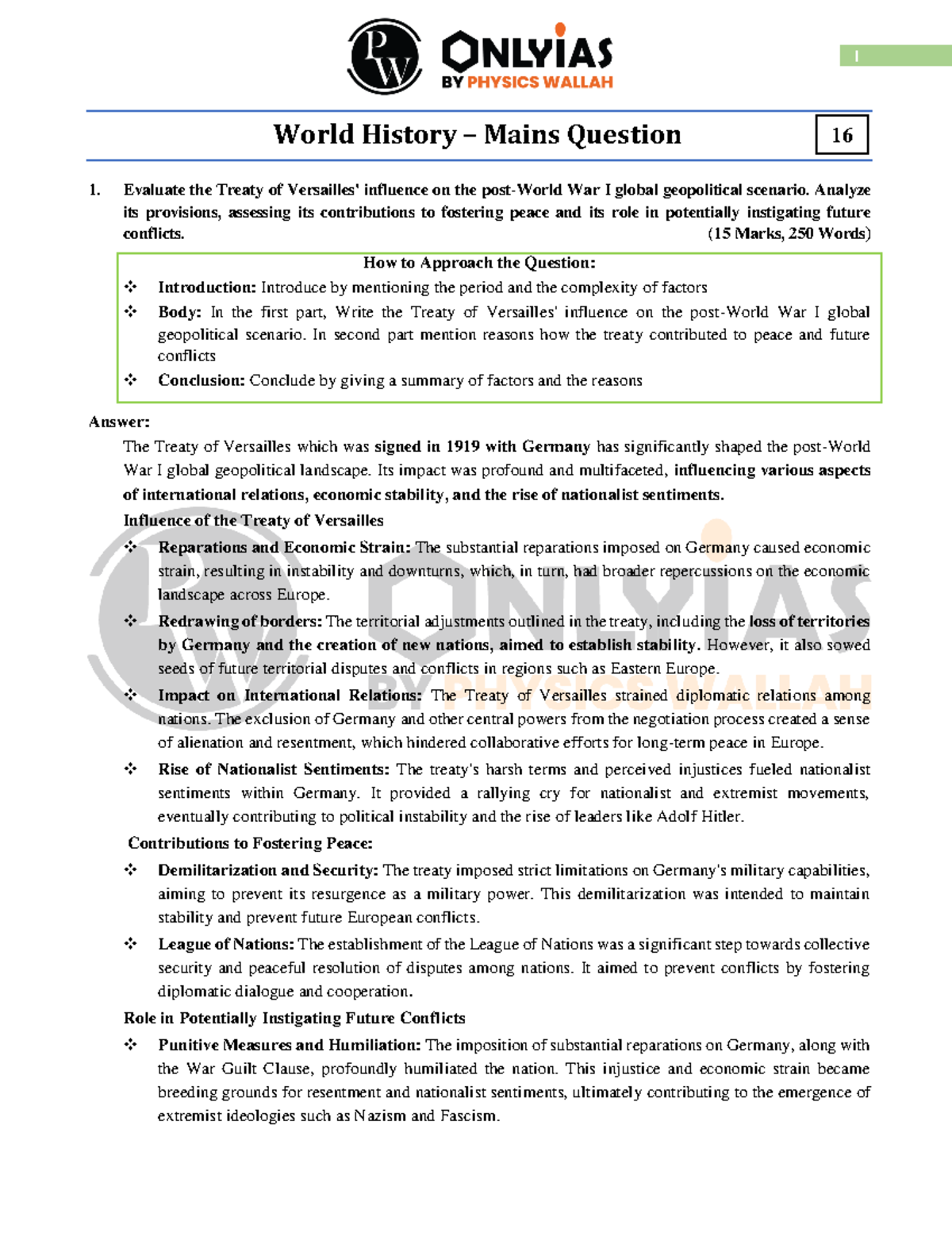 mains question on world history. veryimportant to note. Answer Writing ...