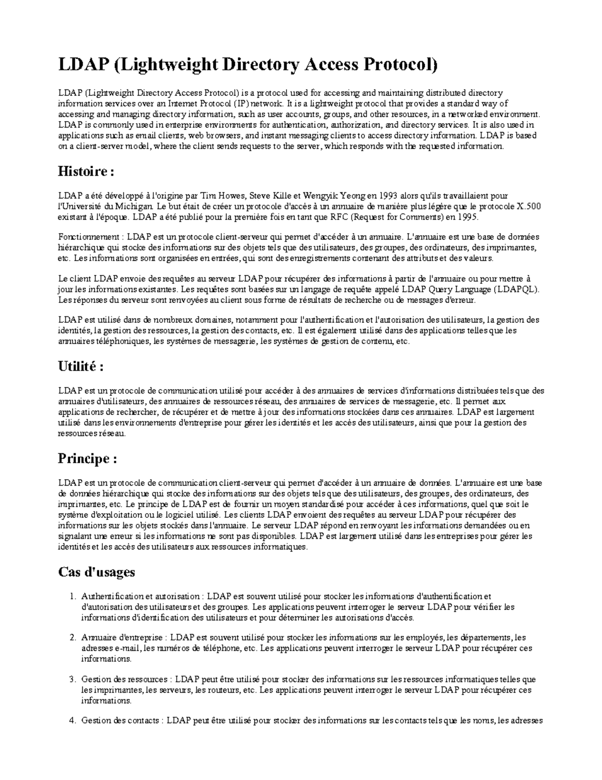 LDAP (Lightweight Directory Access Protocol) - It is a lightweight ...