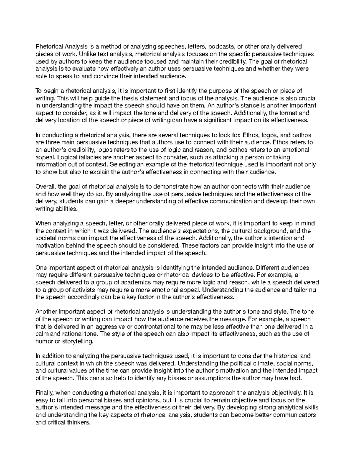 rhetoric notes ENC1101 - Rhetorical Analysis is a method of analyzing ...