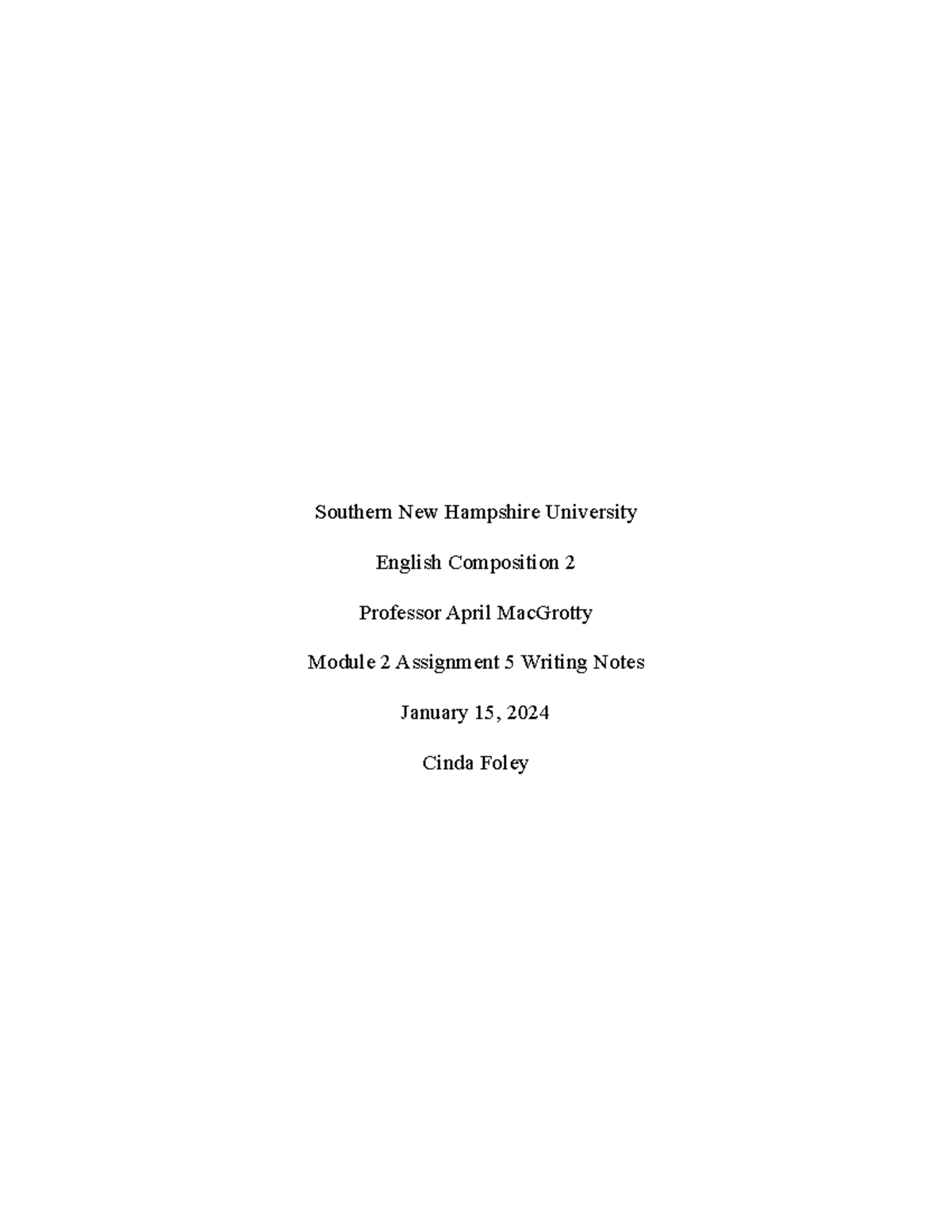 2-5 Assignment- Writing Notes - Southern New Hampshire University ...