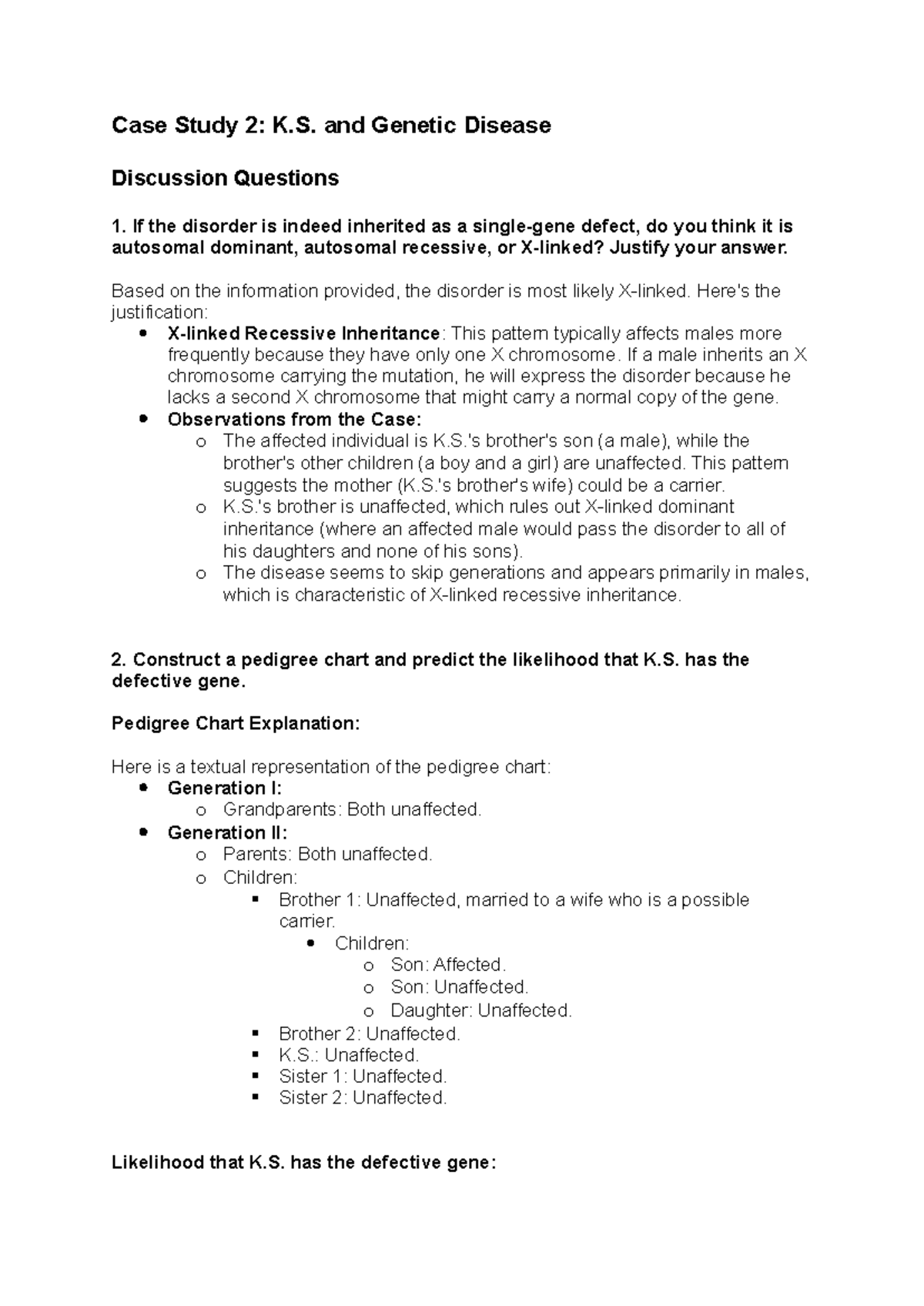 Case Study 2 - patho - Case Study 2: K. and Genetic Disease Discussion ...