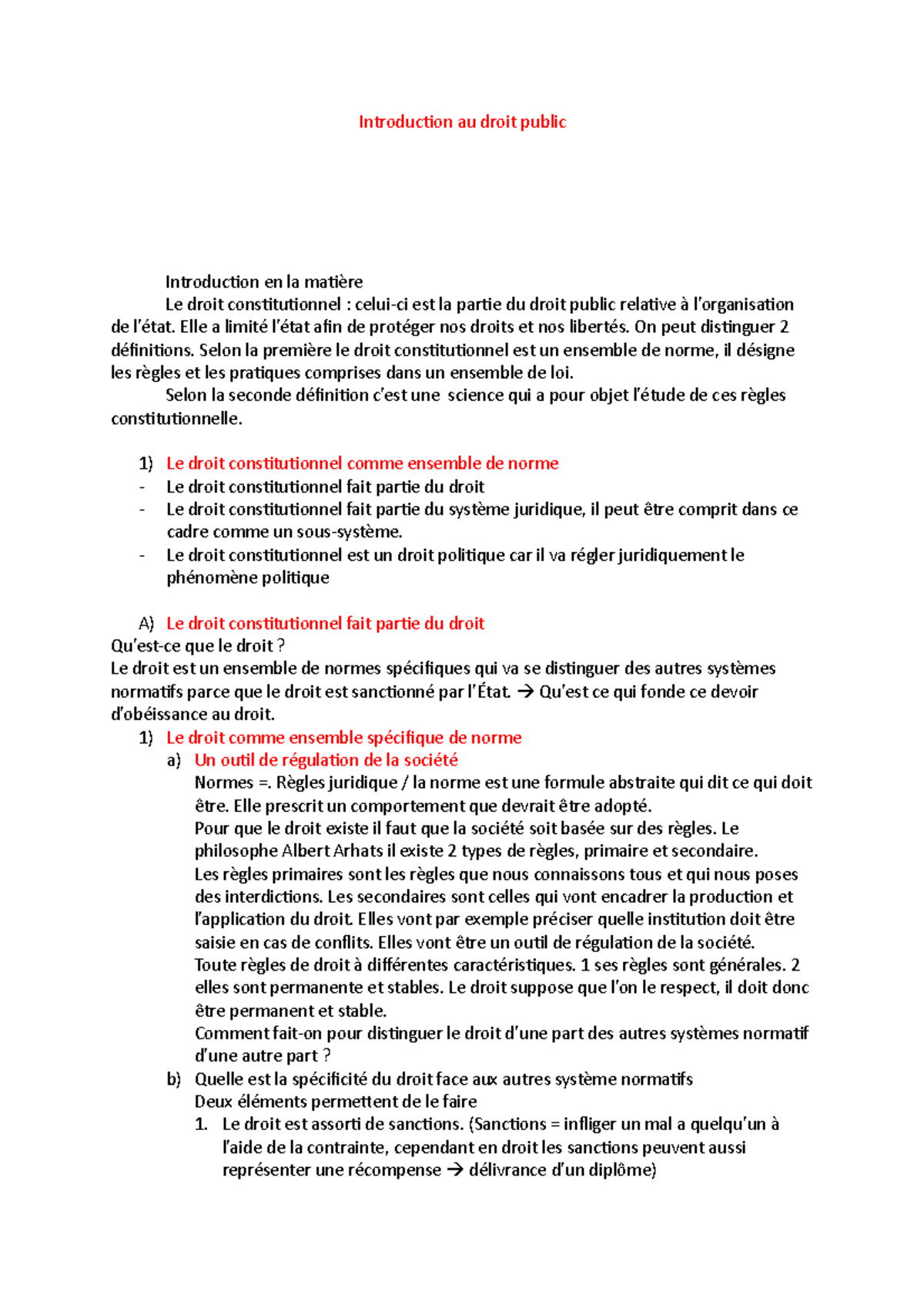 Introduction au droit public - Introduction au droit public Introduction en la matière Le droit ...