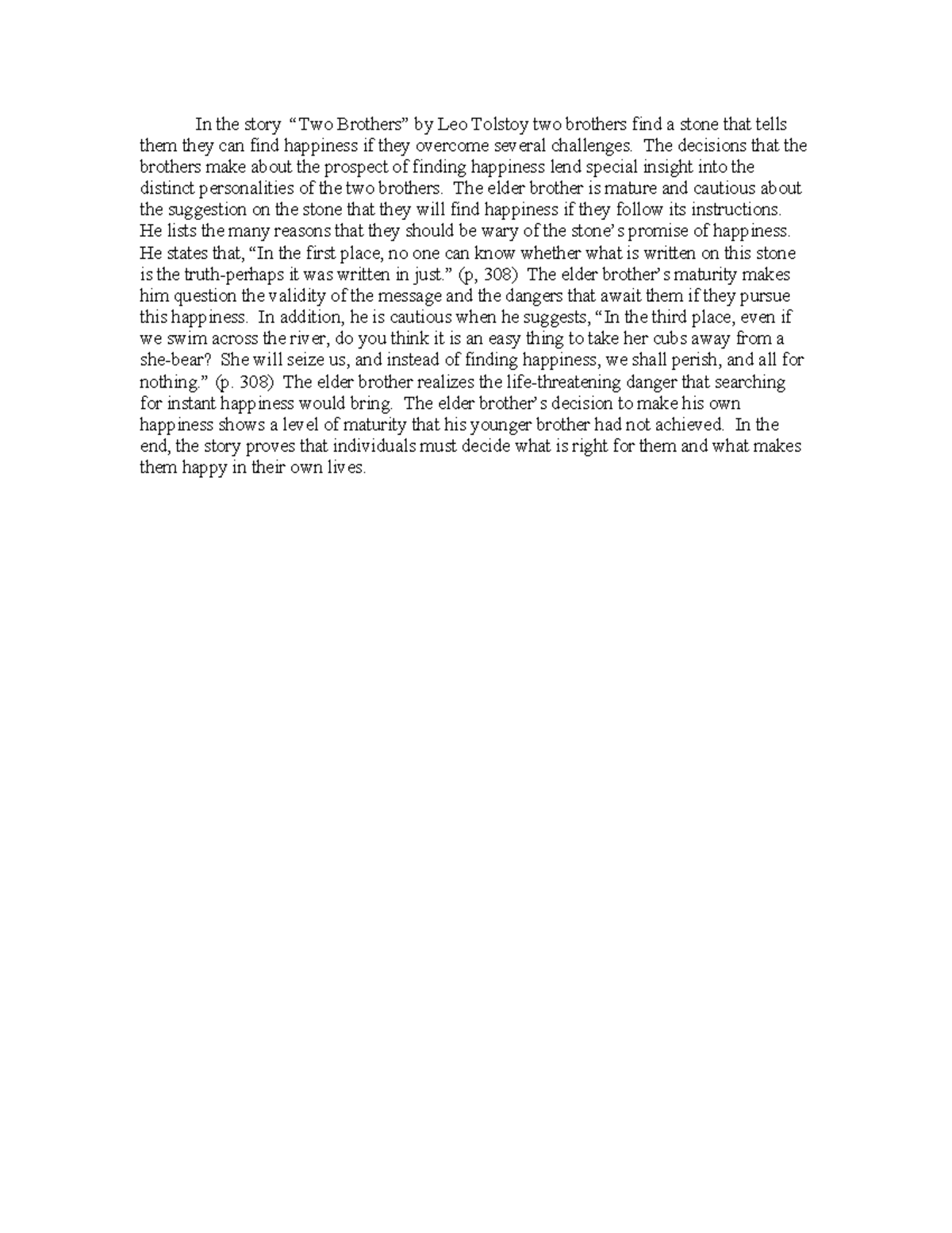 Two brothers character analysis - In the story “Two Brothers” by Leo ...