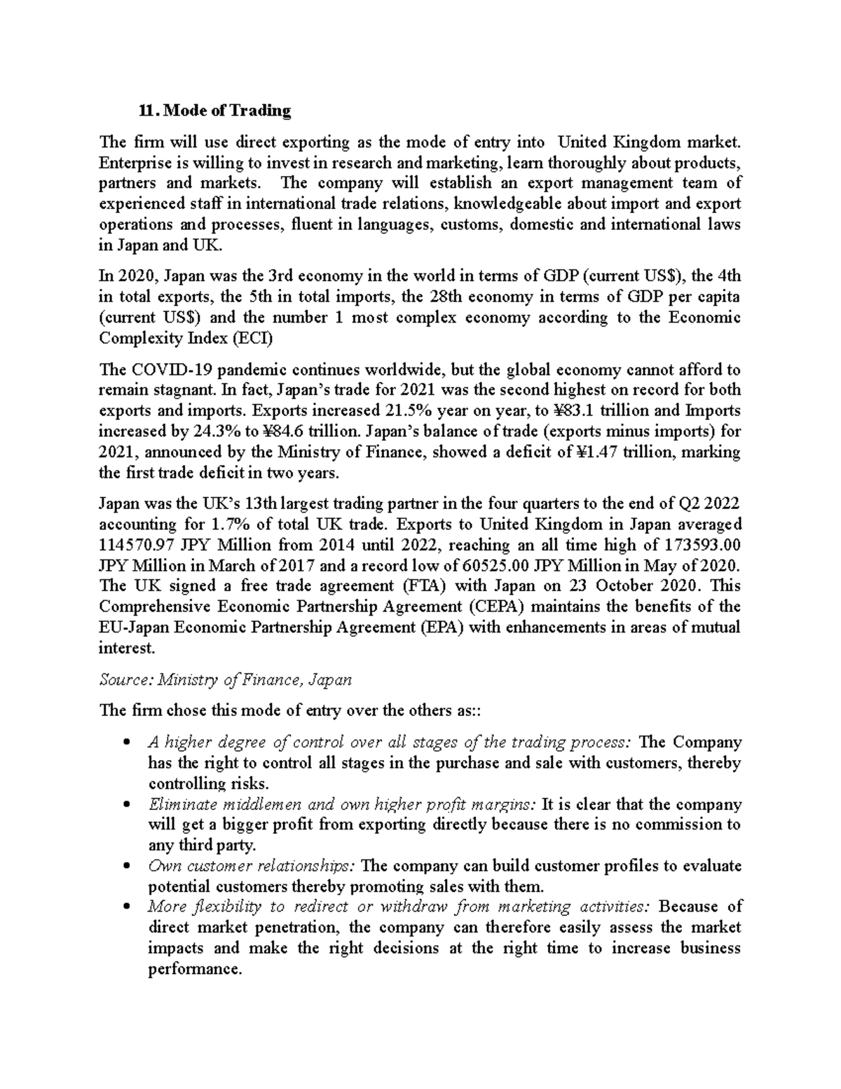 Mode-of-Trading - cSC - Mode of Trading The firm will use direct ...