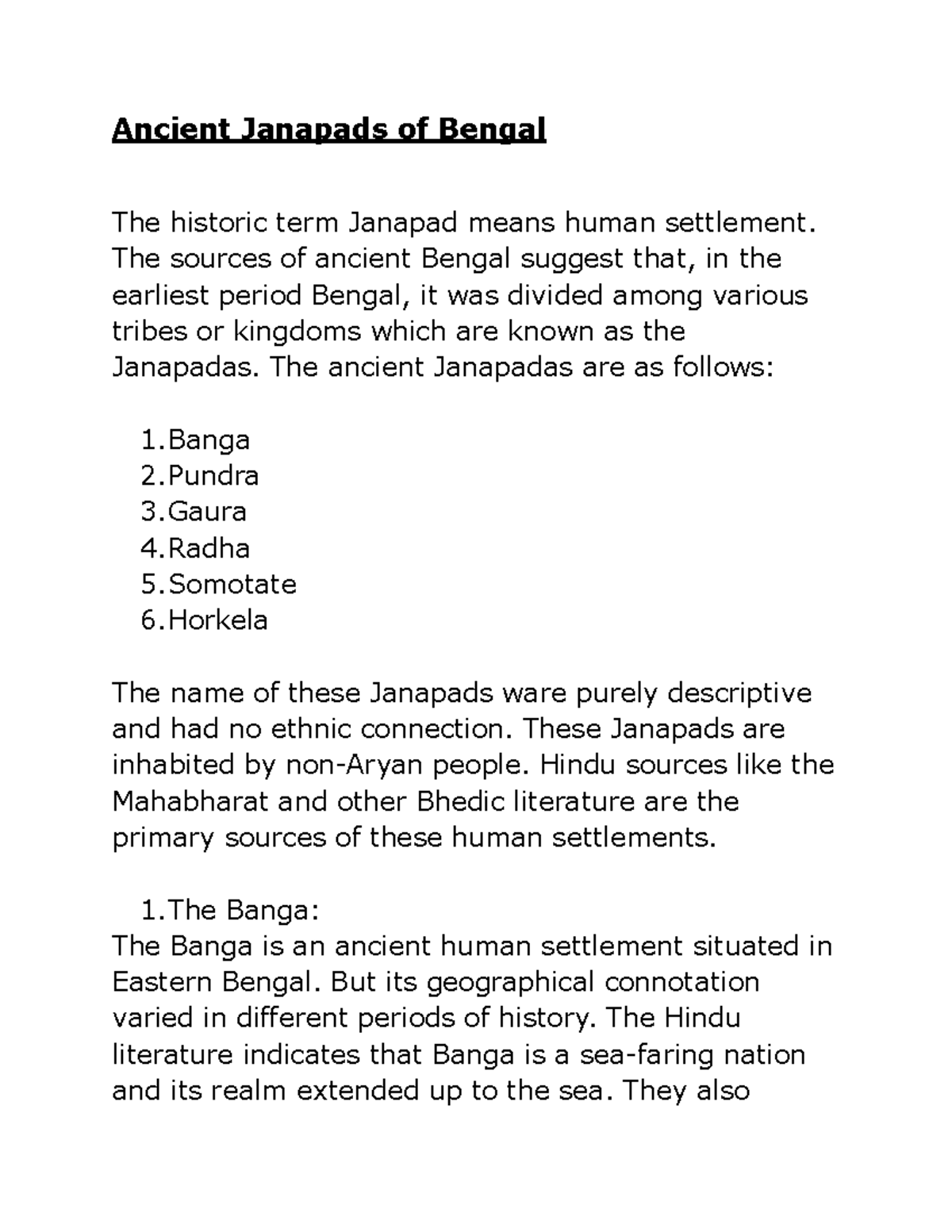 Ancient Janapads of Bengal - The sources of ancient Bengal suggest that ...