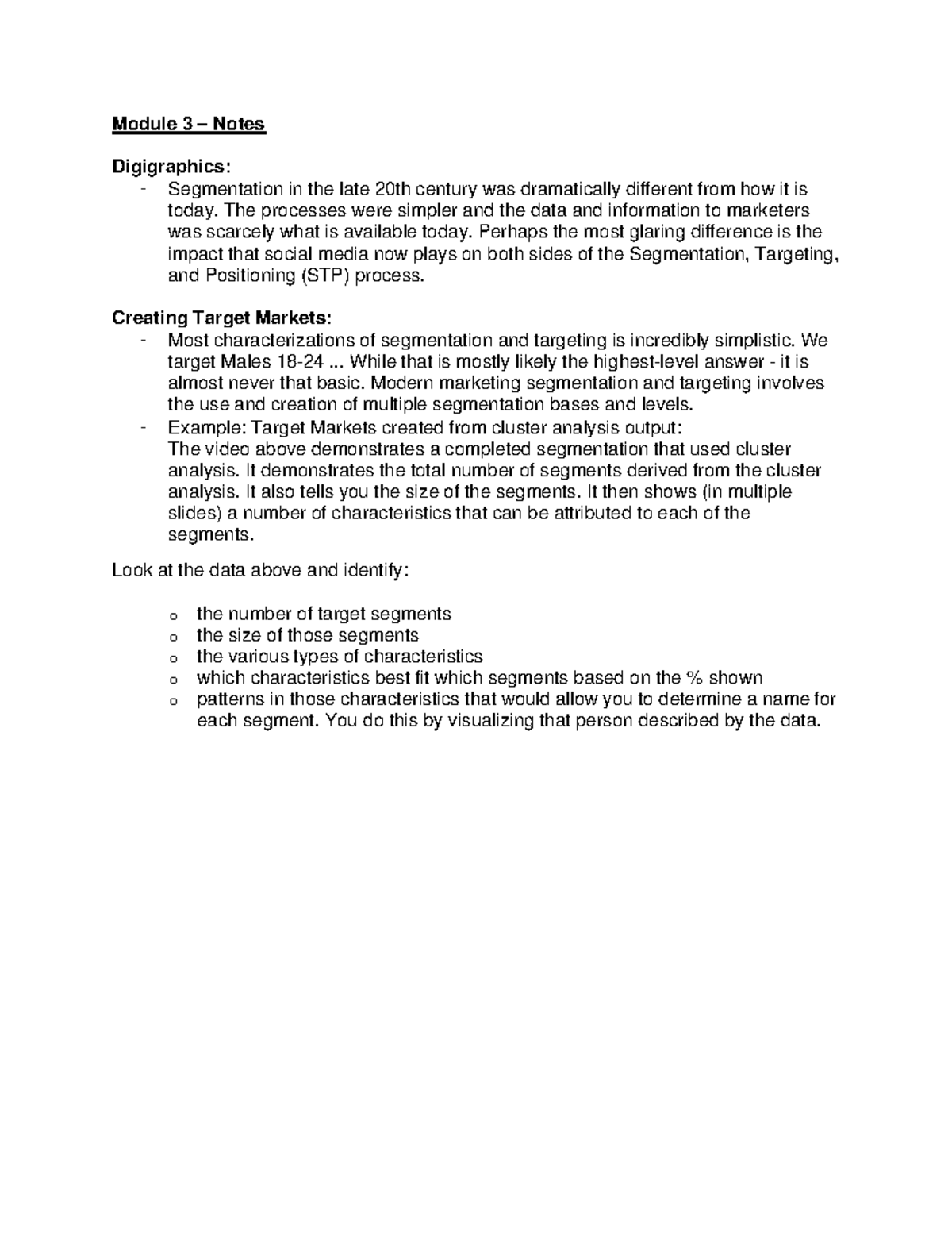 Module 3_Digigraphics_Target Market - Module 3 – Notes Digigraphics ...