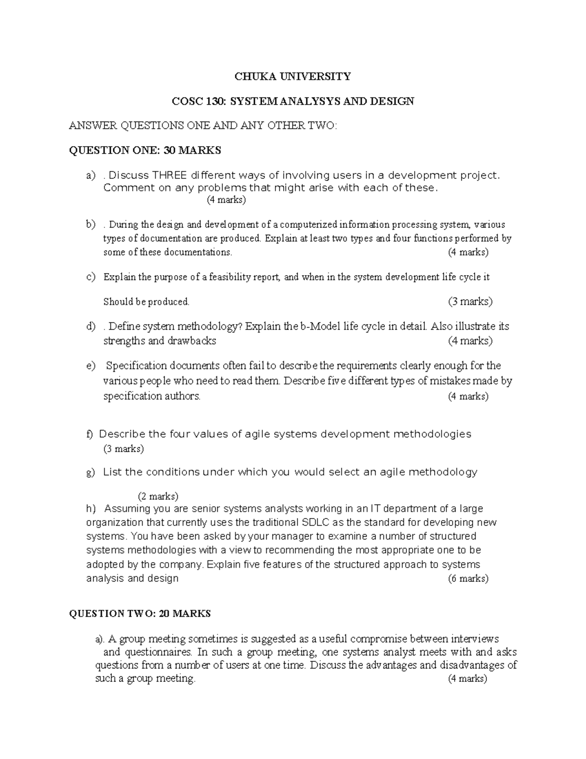 COSC 130 - Lecture notes 5 - CHUKA UNIVERSITY COSC 130: SYSTEM ANALYSYS ...