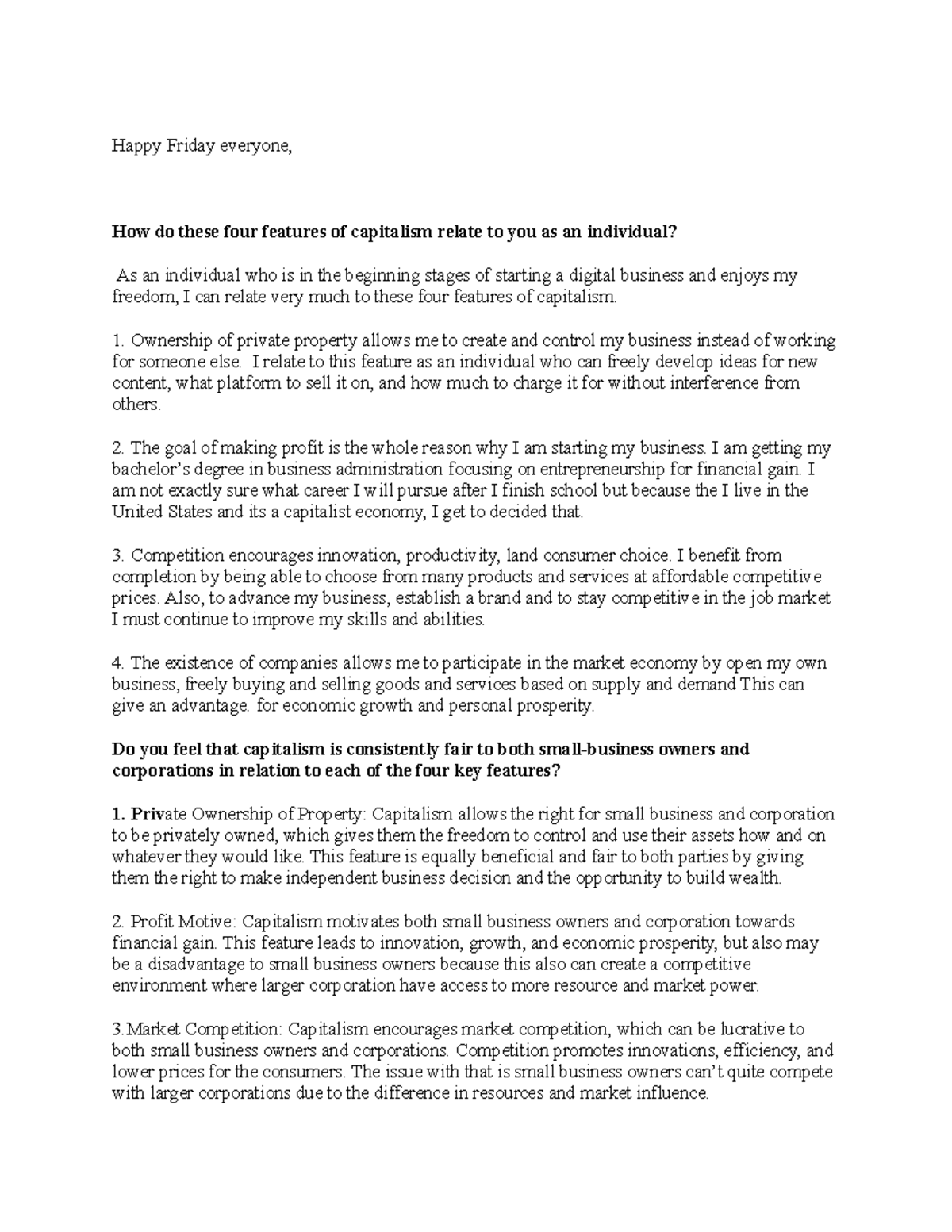 Business ethics week 4 discussion - Happy Friday everyone, How do these ...