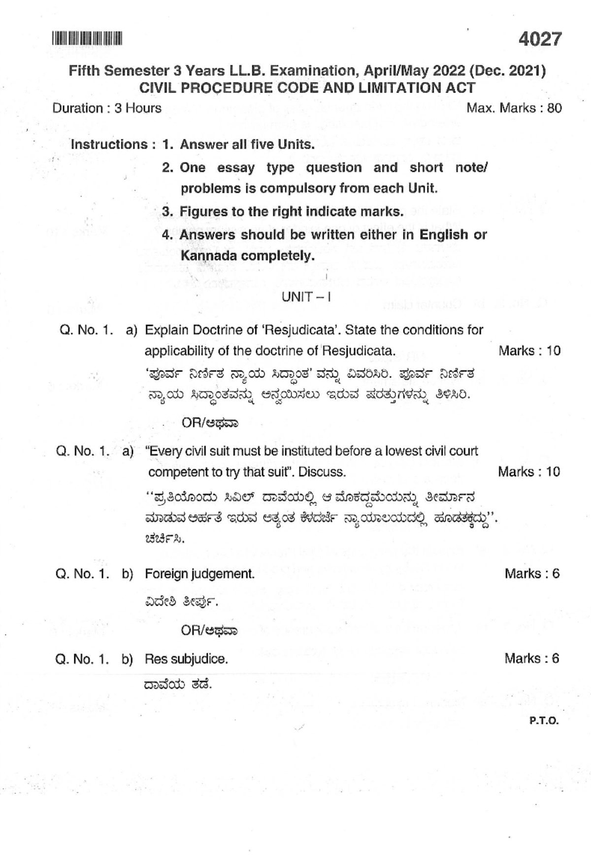 Cpc previous qp - civil proc - Civil Procedure Code & Limitation Act - Studocu