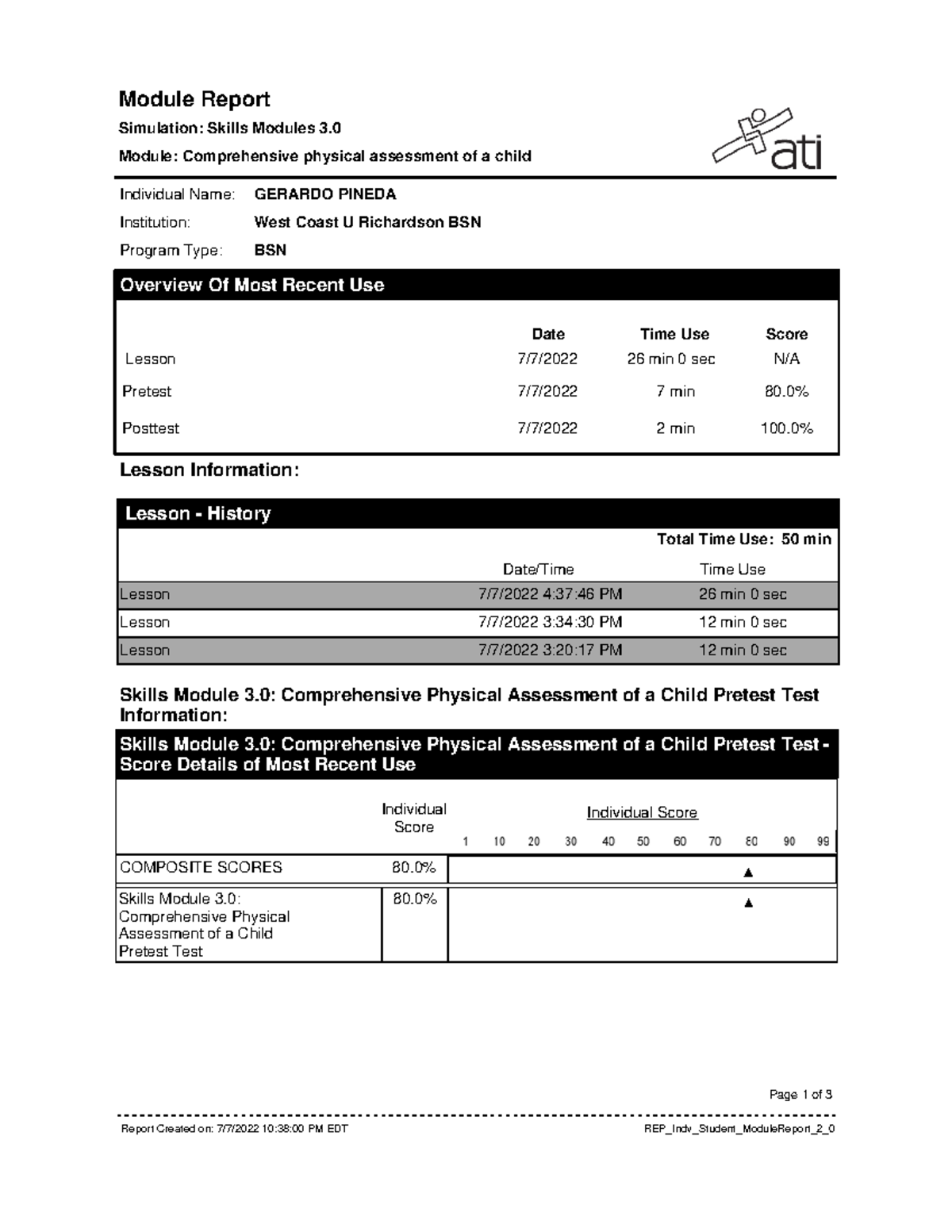 Comprehensive physical assessment of a child - Module Report Simulation ...