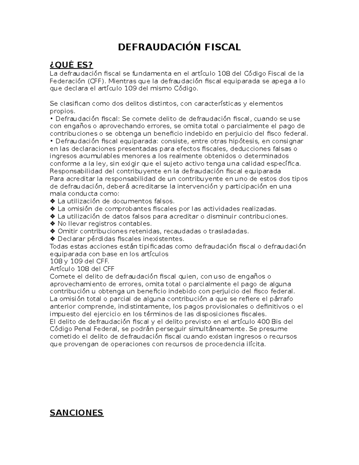 Fiscal - apuntes de estudio - DEFRAUDACIÓN FISCAL ¿QUÉ ES? La ...