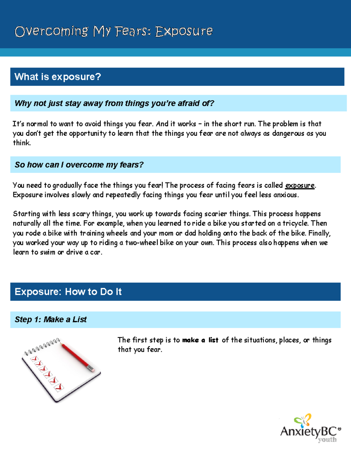 Anxiety BC Exposure - try it - It’s normal to want to avoid things you ...