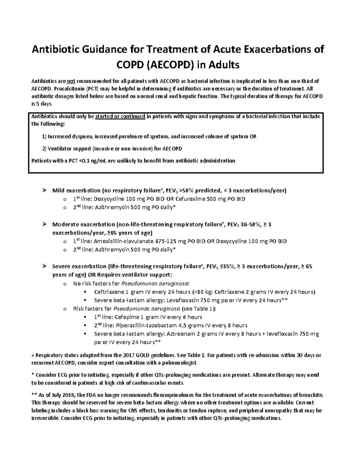 COPD TX Antibiotics - Antibiotic Guidance for Treatment of Acute ...
