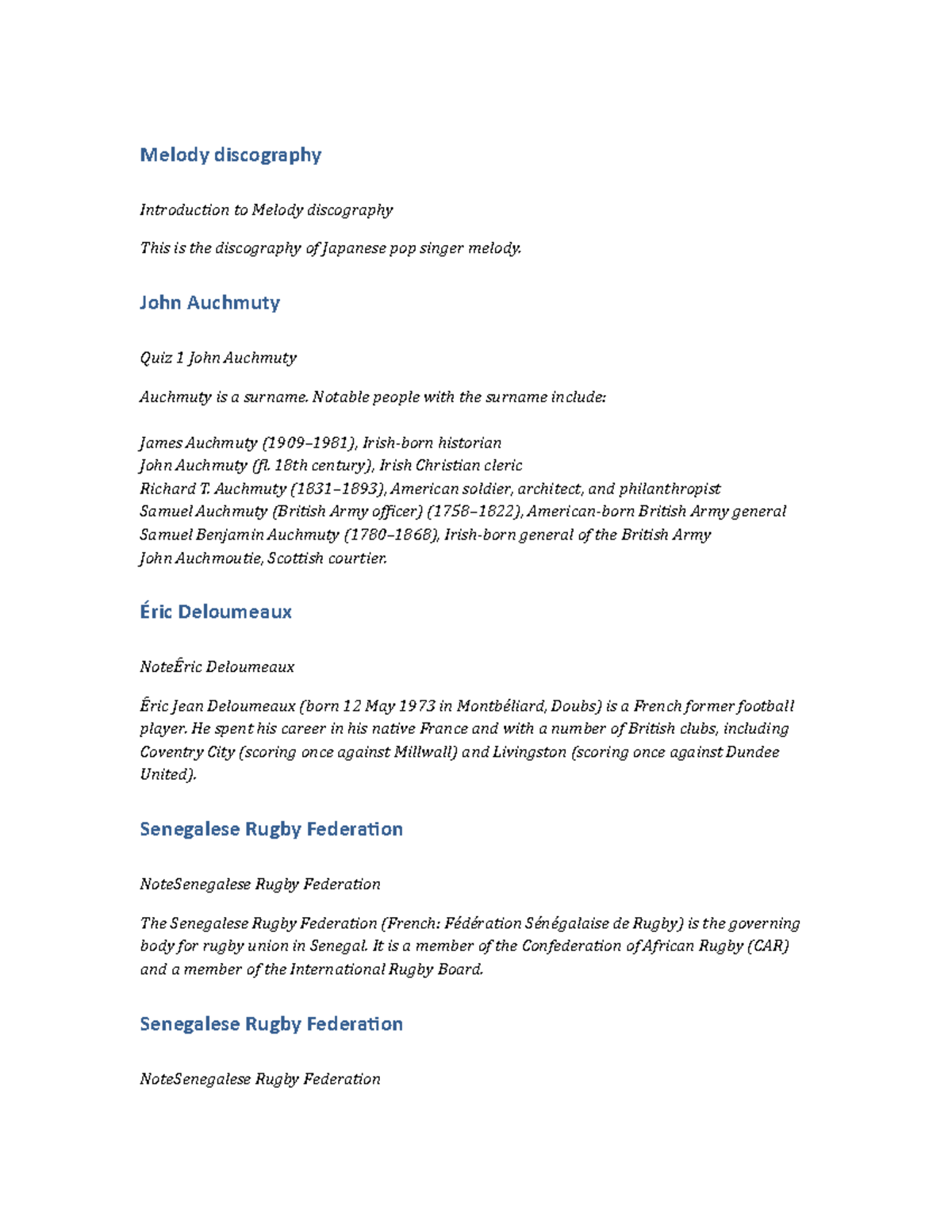 POLS157 Essay Melody discography - Melody discography Introduction to ...