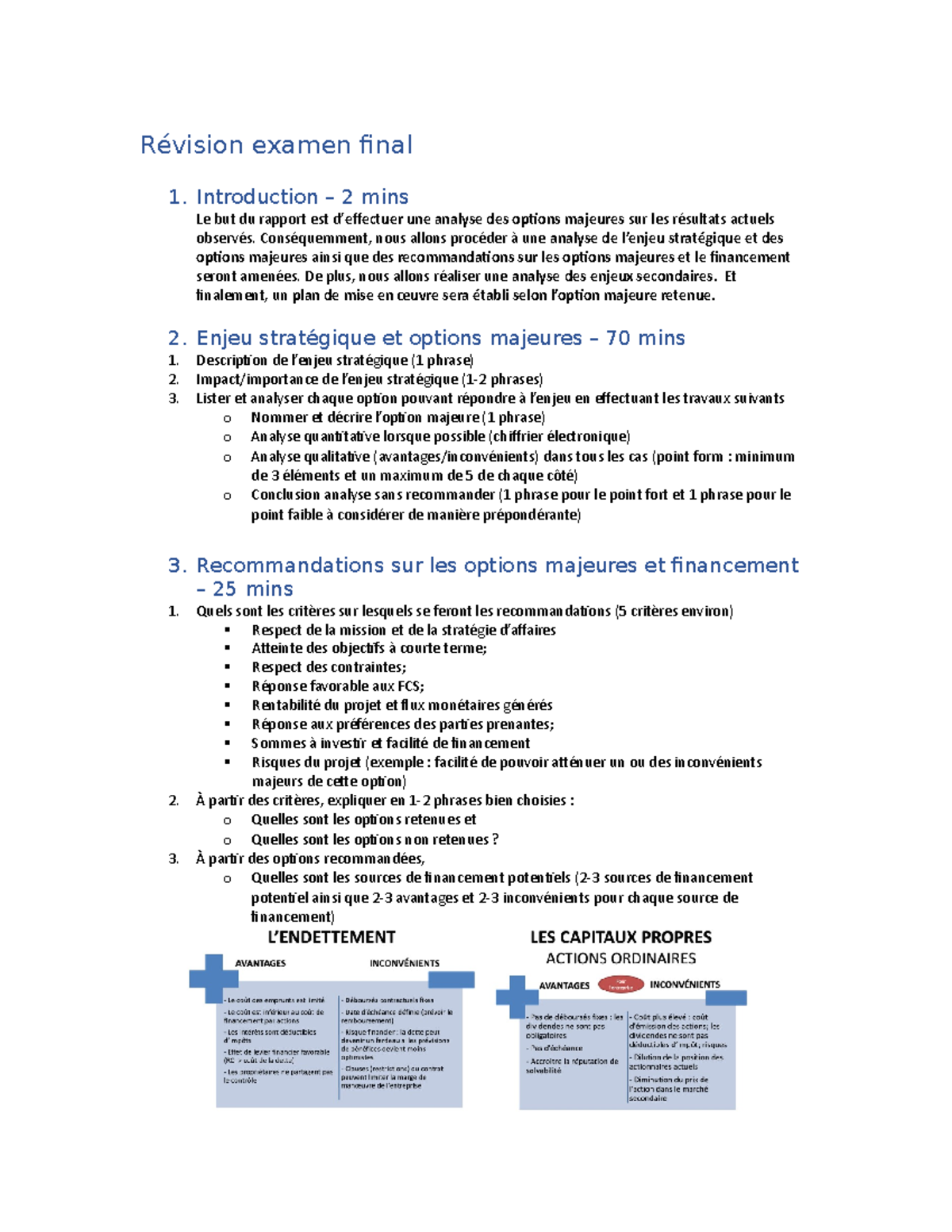 Révision final - Révision examen final 1. Introduction – 2 mins Le but ...