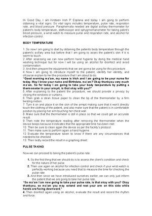 Range of Motion Exercises Script - Return Demonstration - Range of ...