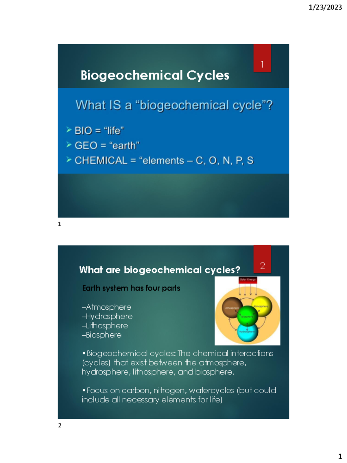 Biogeochemical Flows - helpful - 1 Biogeochemical Cycles 2 Earth system ...