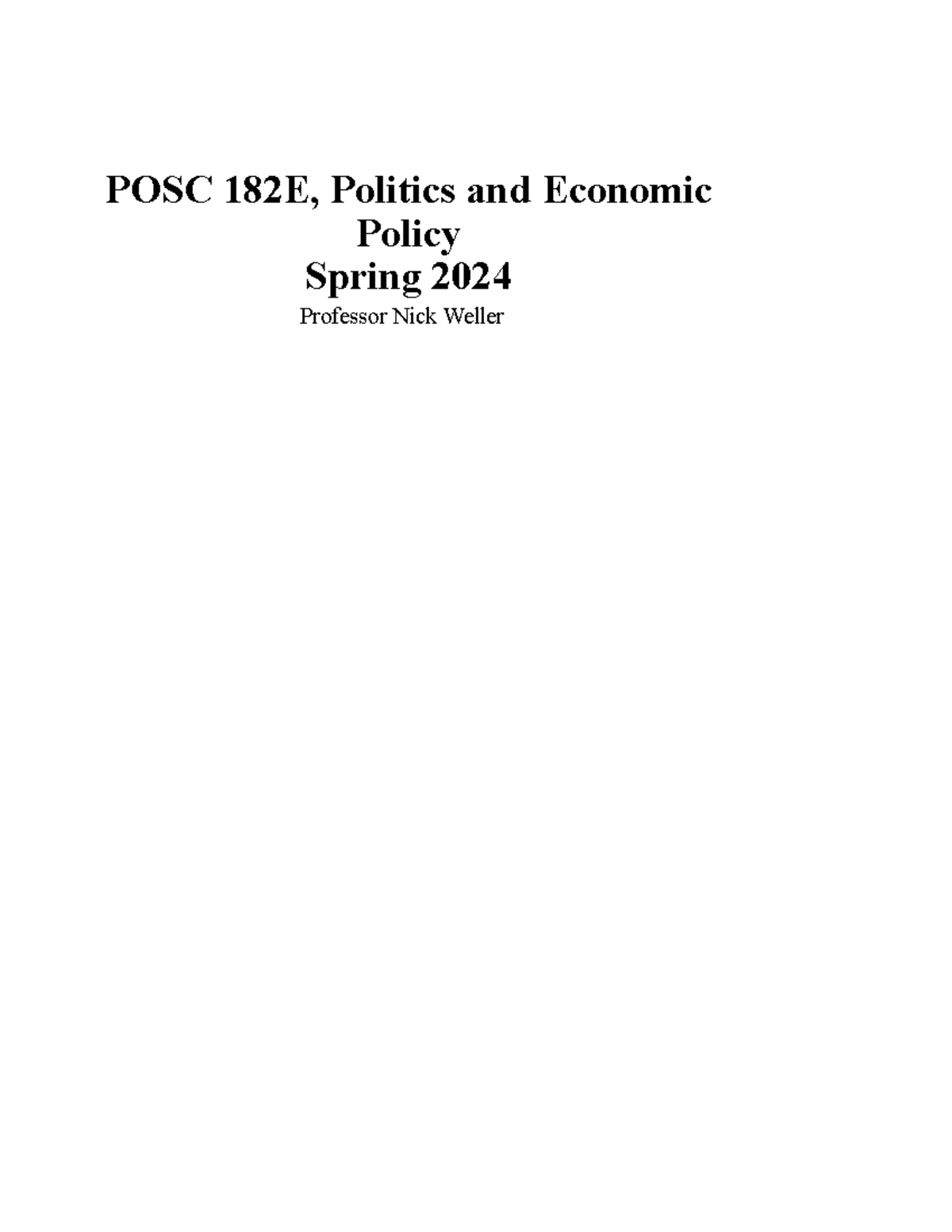 PDF Printing - Lec note - POSC 182E, Politics and Economic Policy Spring 2024 Professor Nick ...