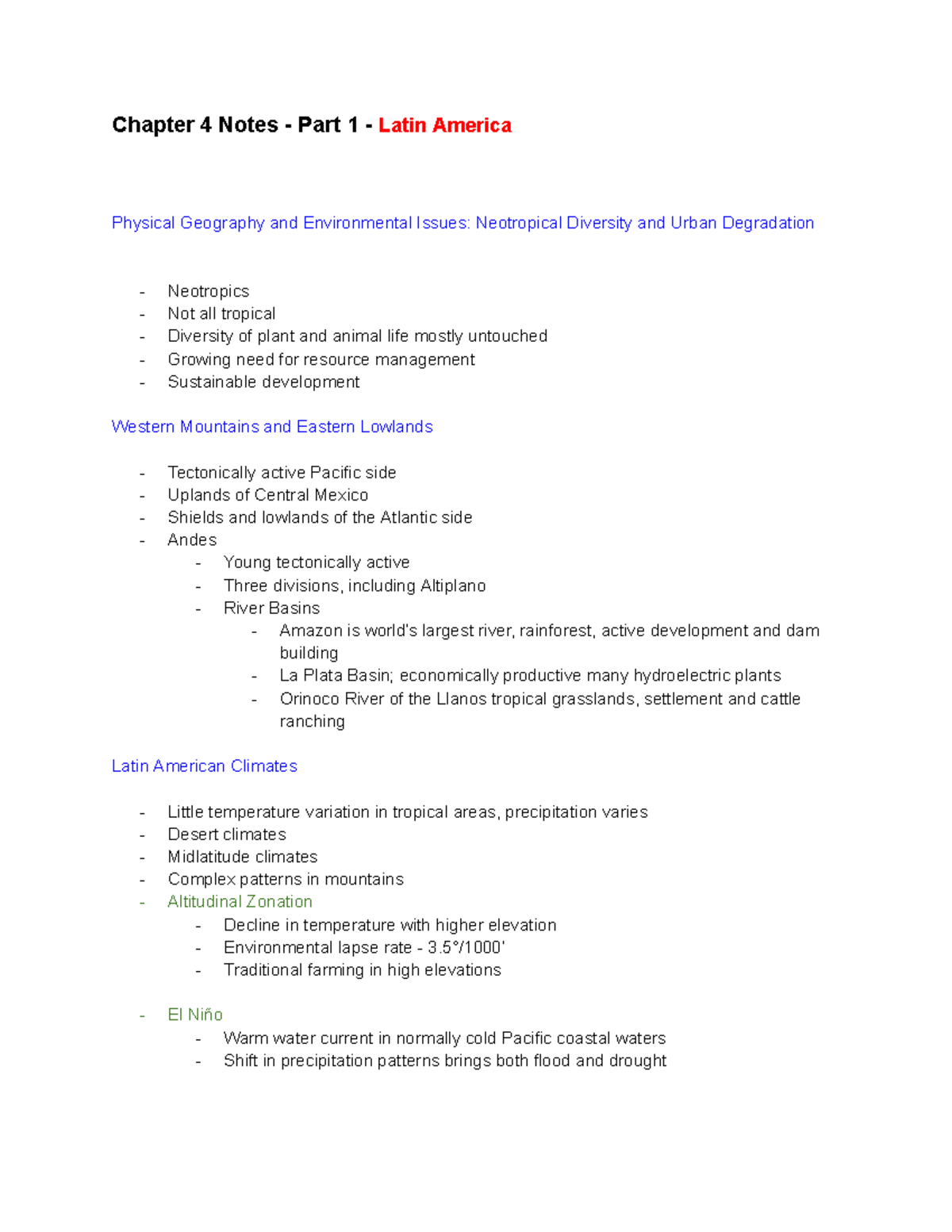 GEOG 106 Notes Ch. 4 - Part 1 - Chapter 4 Notes - Part 1 - Latin ...