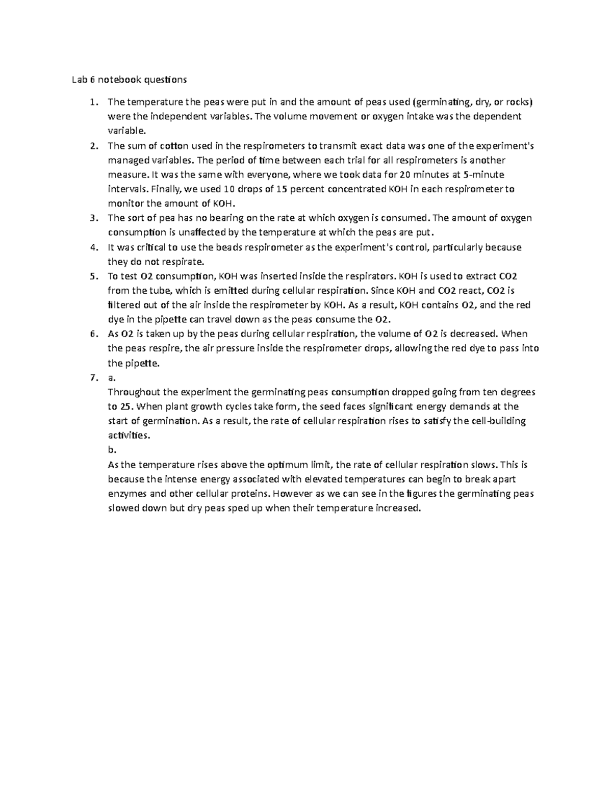 Lab 6 notebook questions - Lab 6 notebook questions The temperature the ...