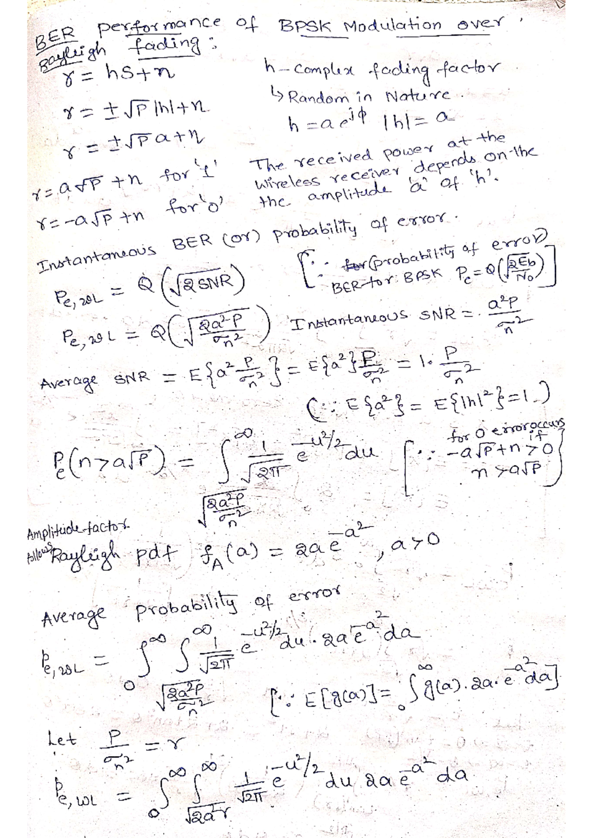 BER performance of BPSK over rayleigh fading - BER performance BPSK of ...