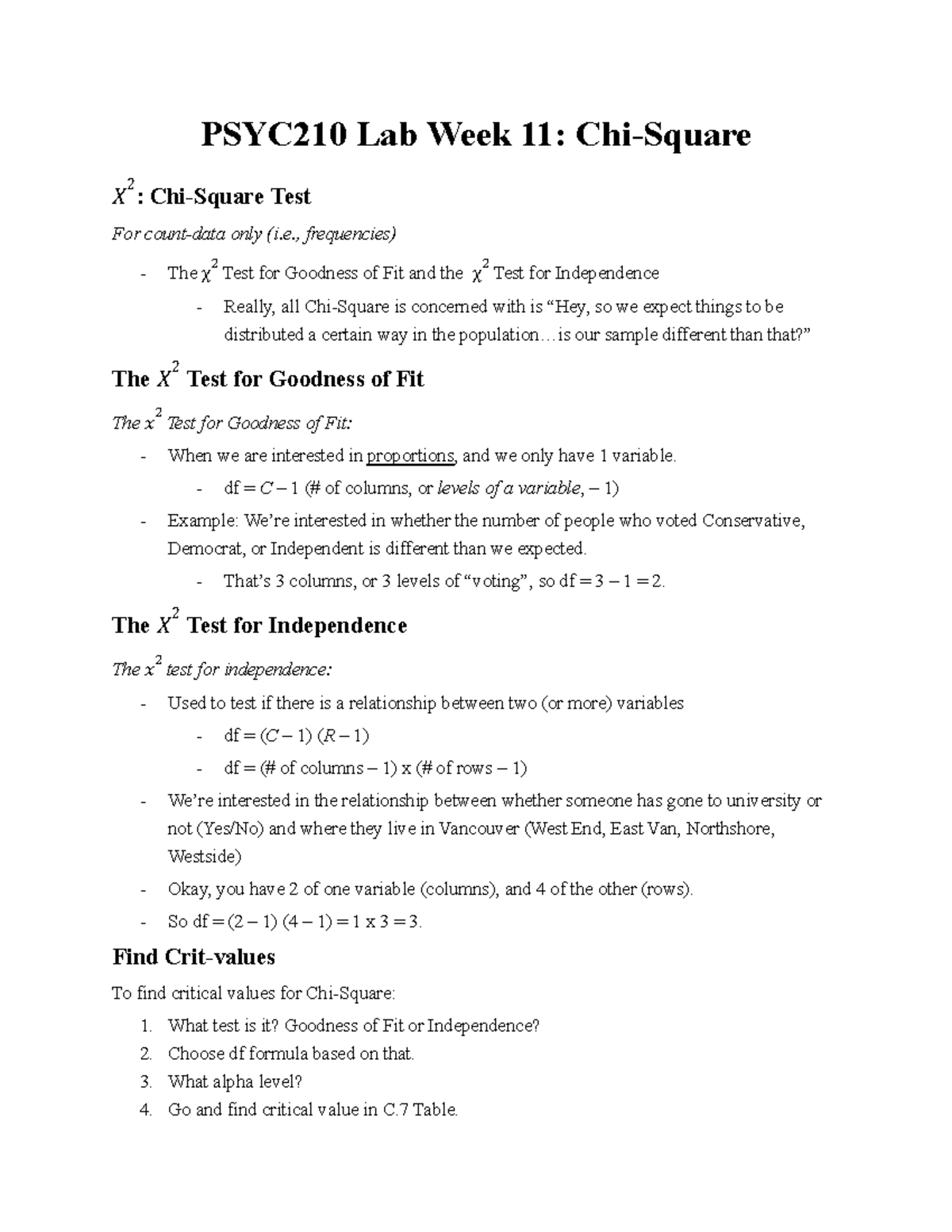 Lab Week 11 - Lab notes - 11th lab (last lab before final) - PSYC210 ...