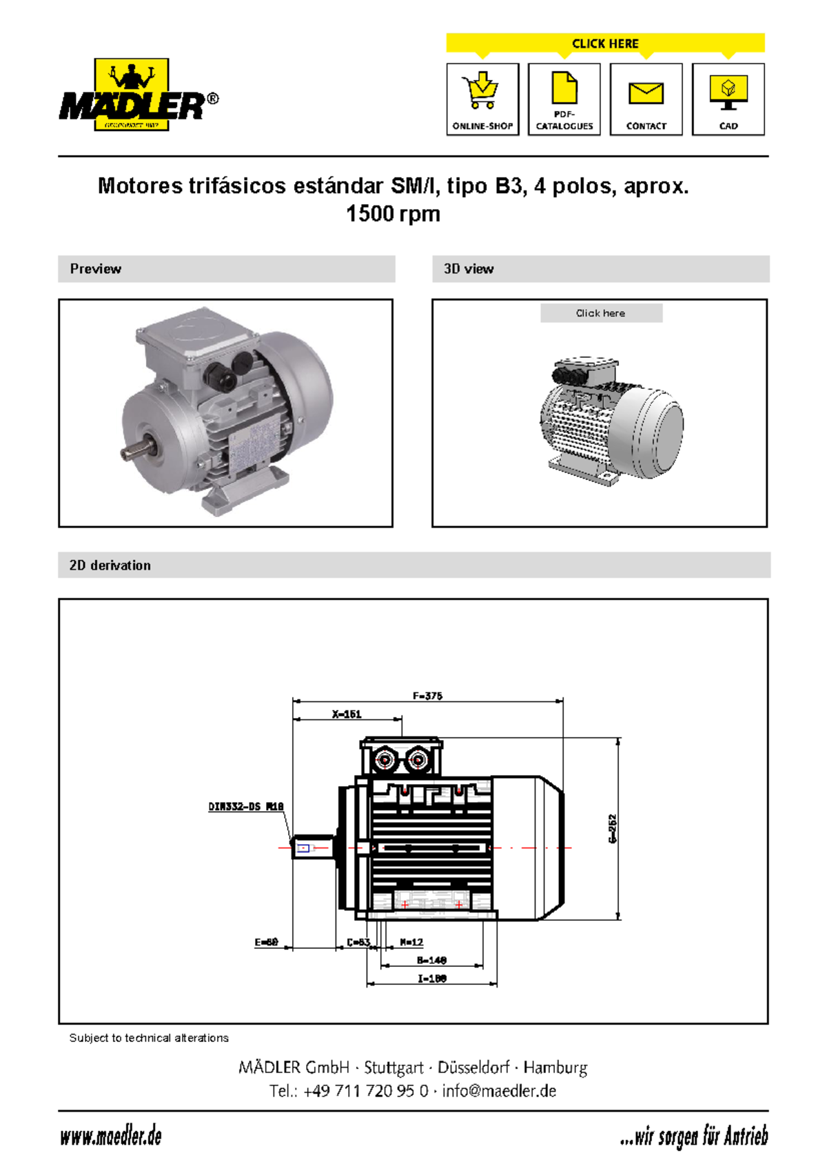 Plano motor trifasico - Motores trifásicos estándar SM/I, tipo B3, 4 ...
