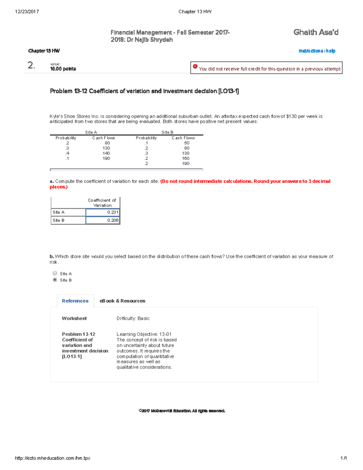13 13 20 March 2018, questions and answers - 12/23/2017 Chapter 13 HW ...