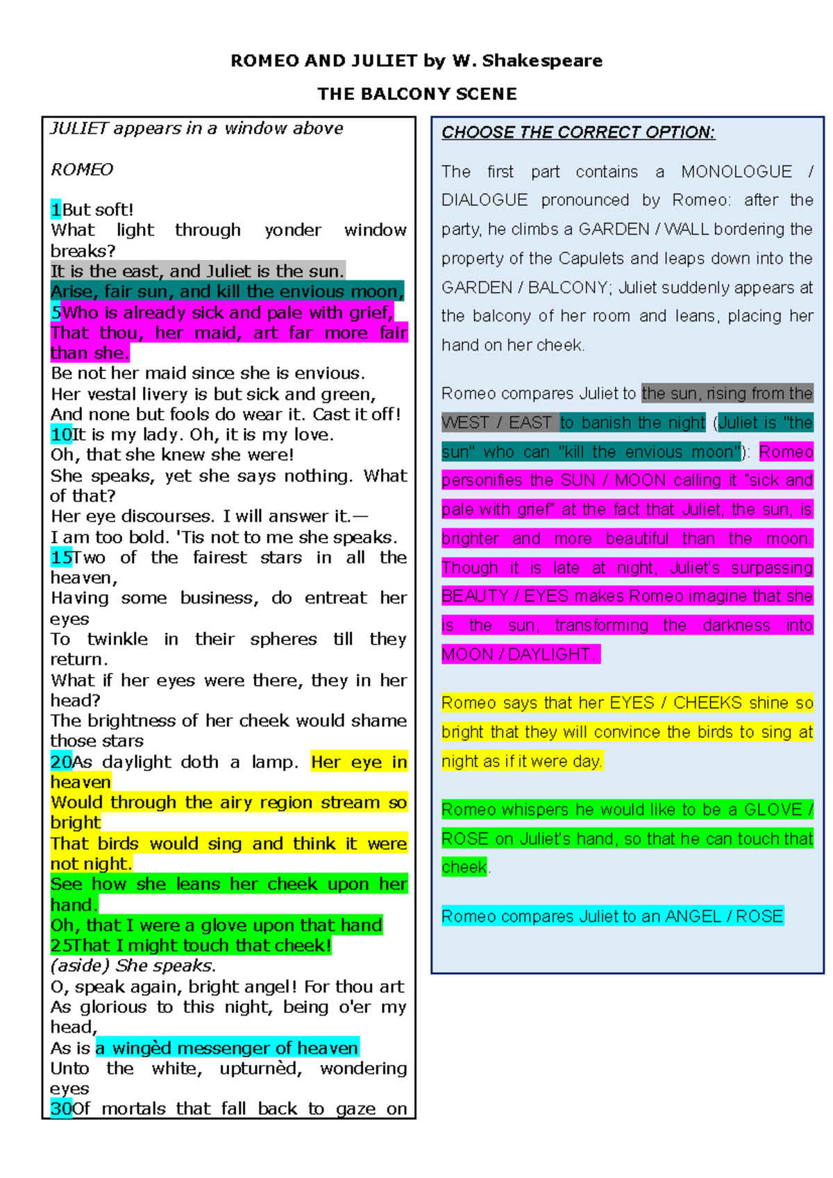 Romeo and juliet - the balcony scene - ROMEO AND JULIET by W ...