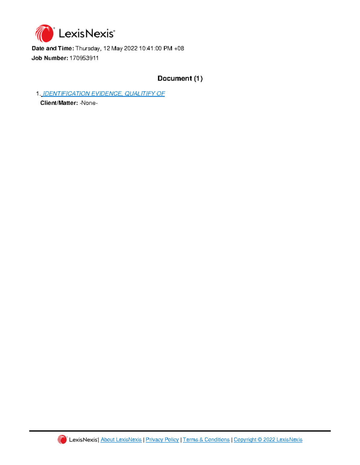 Identification Evidence, Qualitify OF - | About LexisNexis | Privacy ...