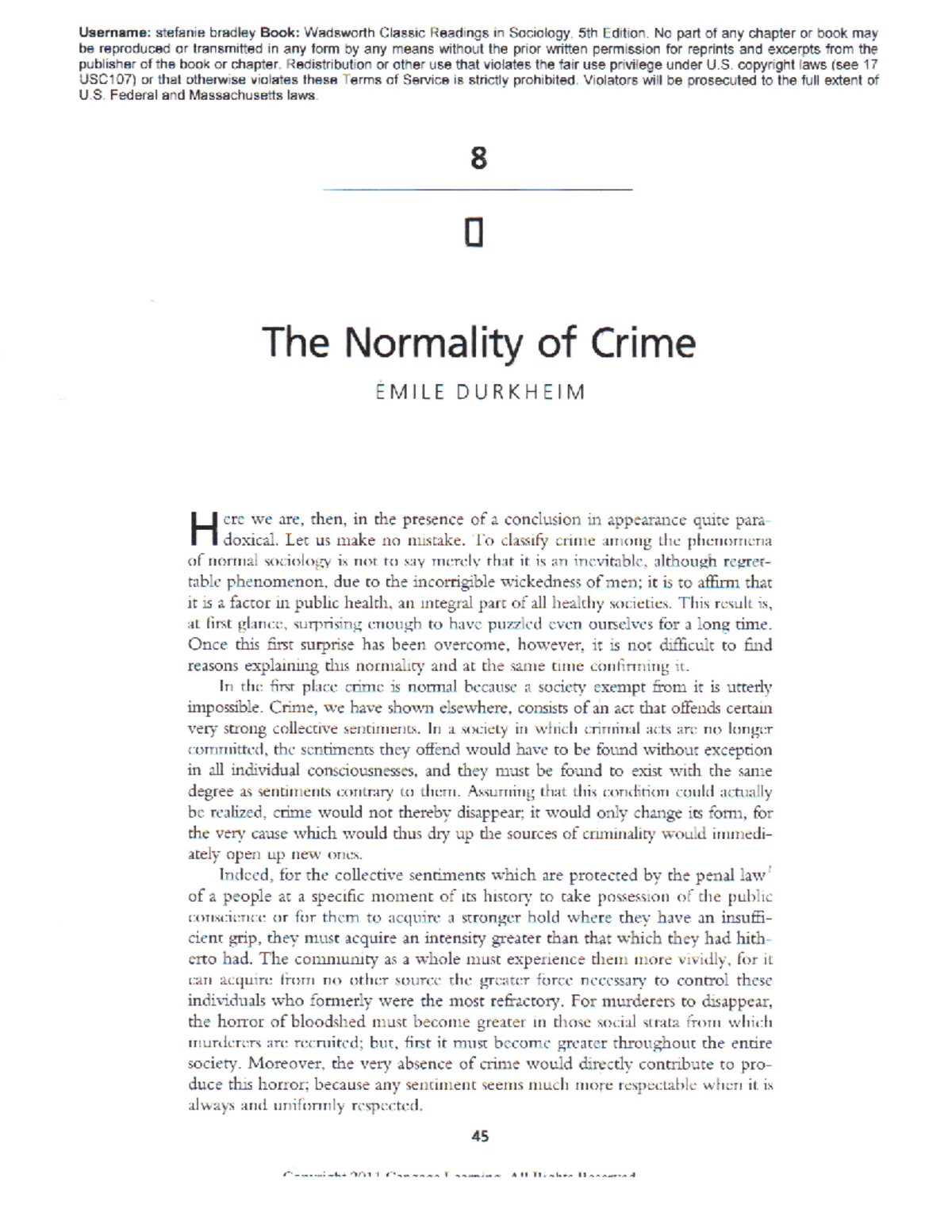 The Normality of Crime (Emile Durkheim) - SOCI 1001H - Studocu
