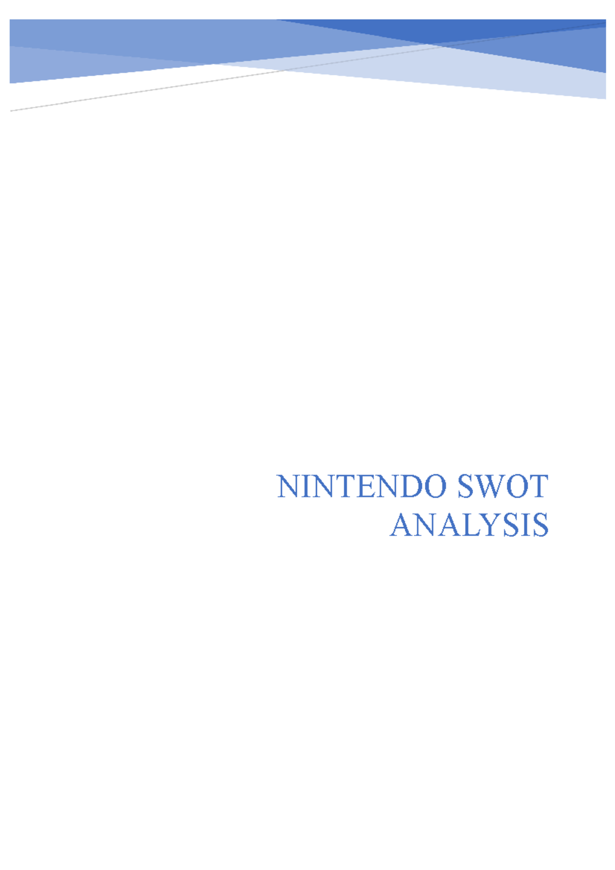 Nintendo SWOT analysis - NINTENDO SWOT ANALYSIS Nintendo SWOT Analysis ...