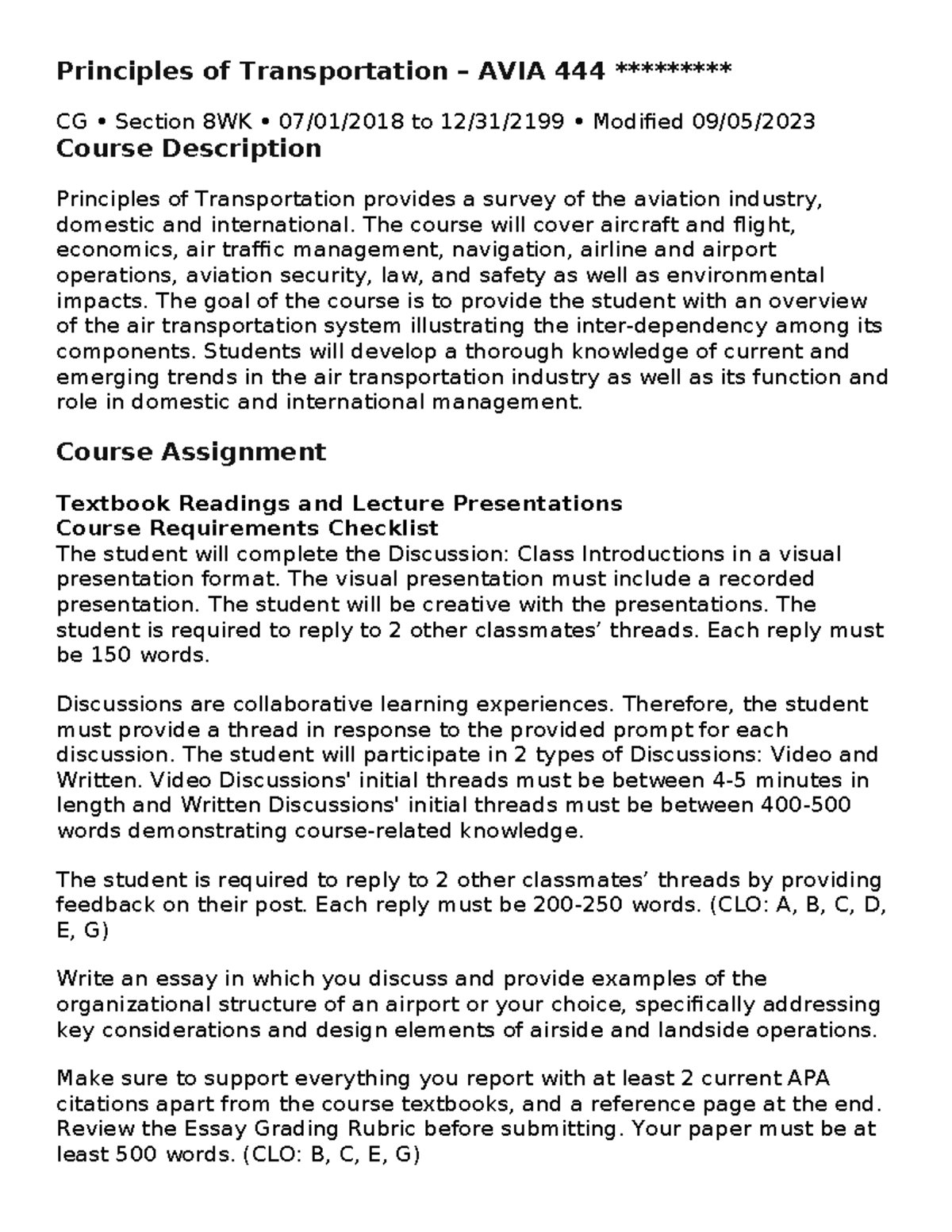 AVIA 444 Principles of Transportation - Principles of Transportation ...