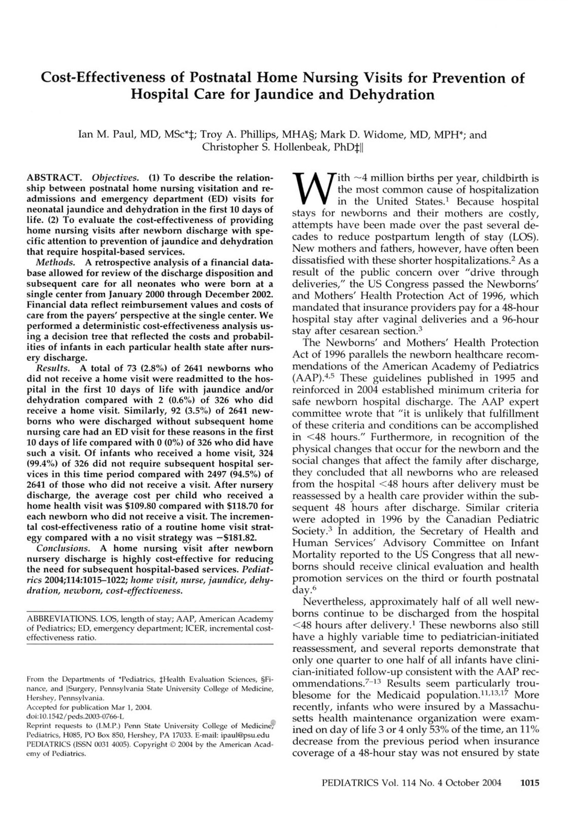 CEA Home Nursing Visits Pediatrics - ECON 7710 - UofM - Studocu