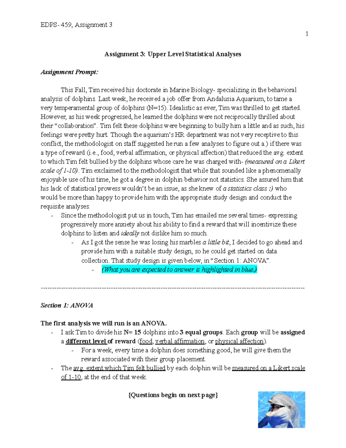 Assignment 3 EDPS459 - HMWK 3 - 1 Assignment 3: Upper Level Statistical Analyses Assignment ...